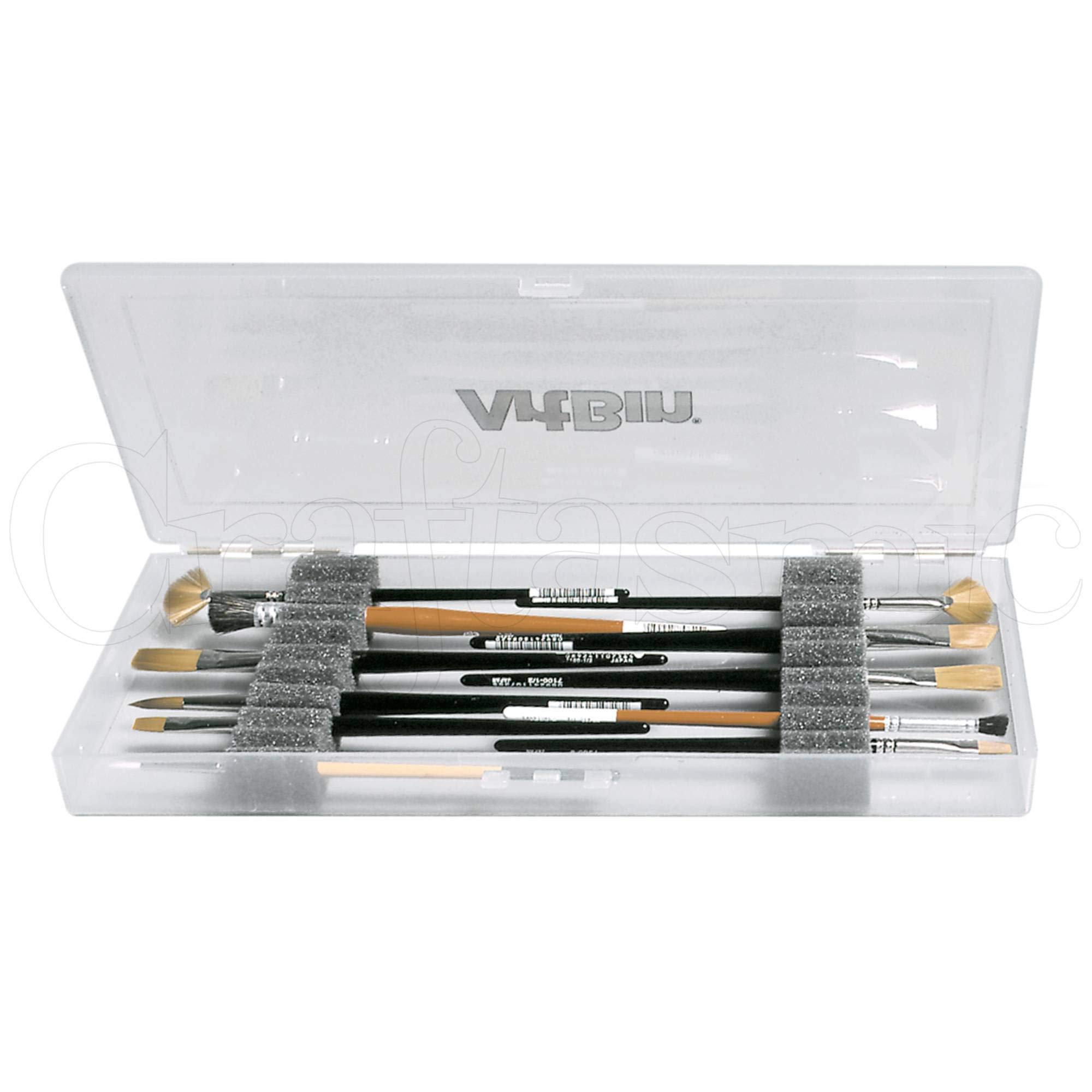 ArtBin KW903 Brush Box with Foam Inserts, Fine Art Portable Paint Brush Organizer, Clear