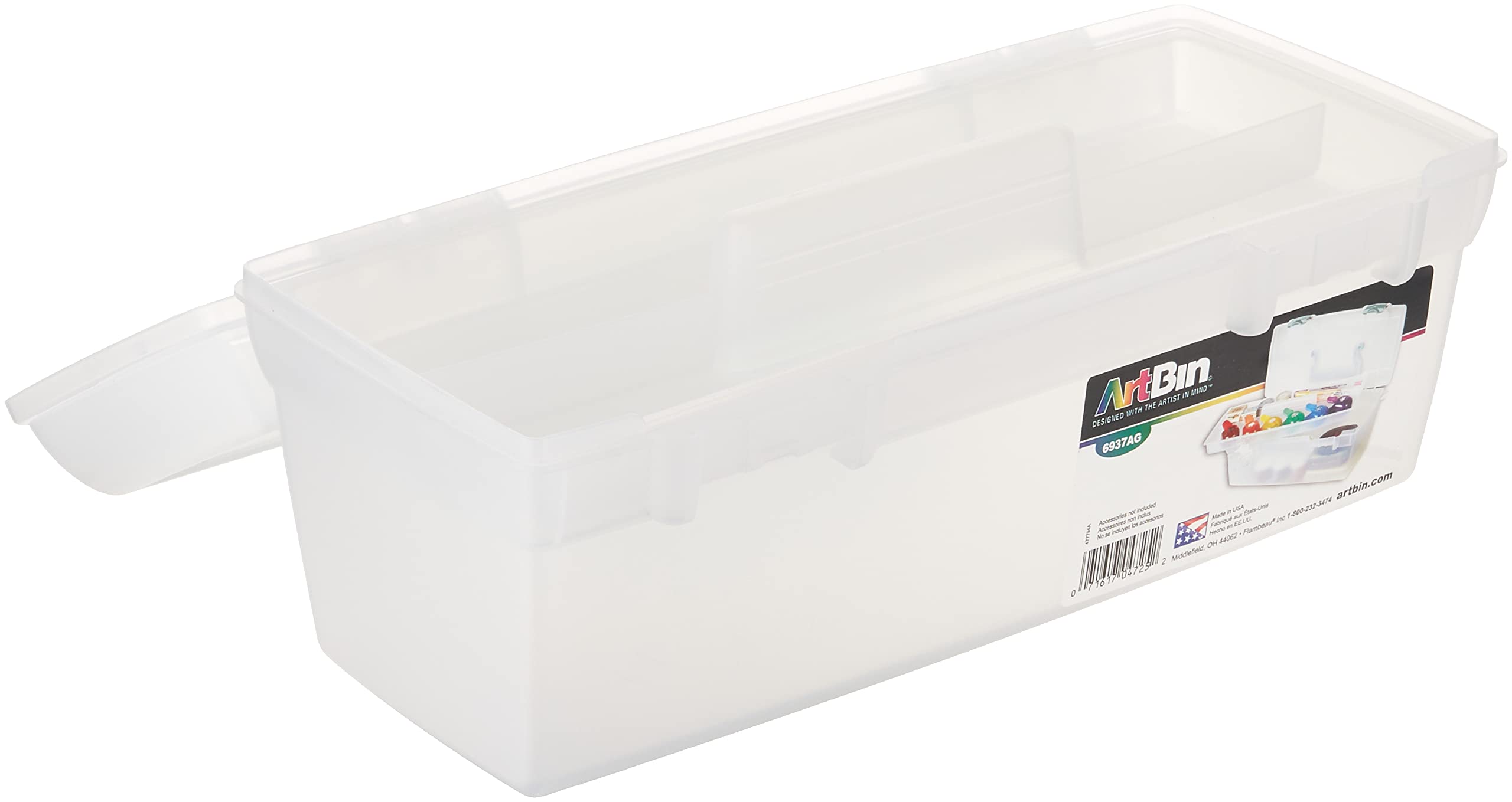 ArtBin 83805 Essentials Lift-Out Tray Box, Portable Art & Craft Organizer with Handle and Tray, Clear
