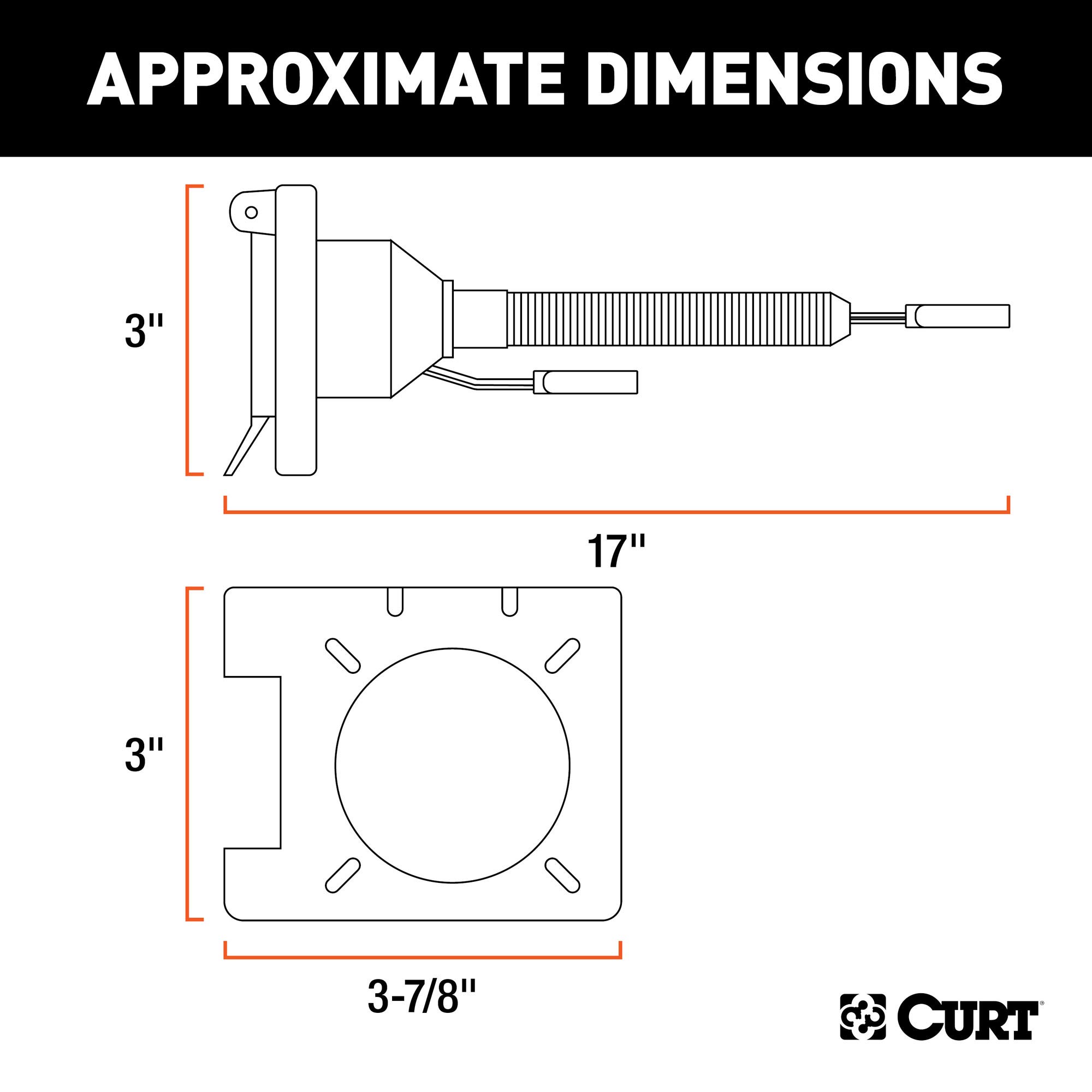 CURT 57674 Dual-Output 4-Way Flat Vehicle-Side to 7-Way RV Blade Trailer Wiring Adapter with Tester , black