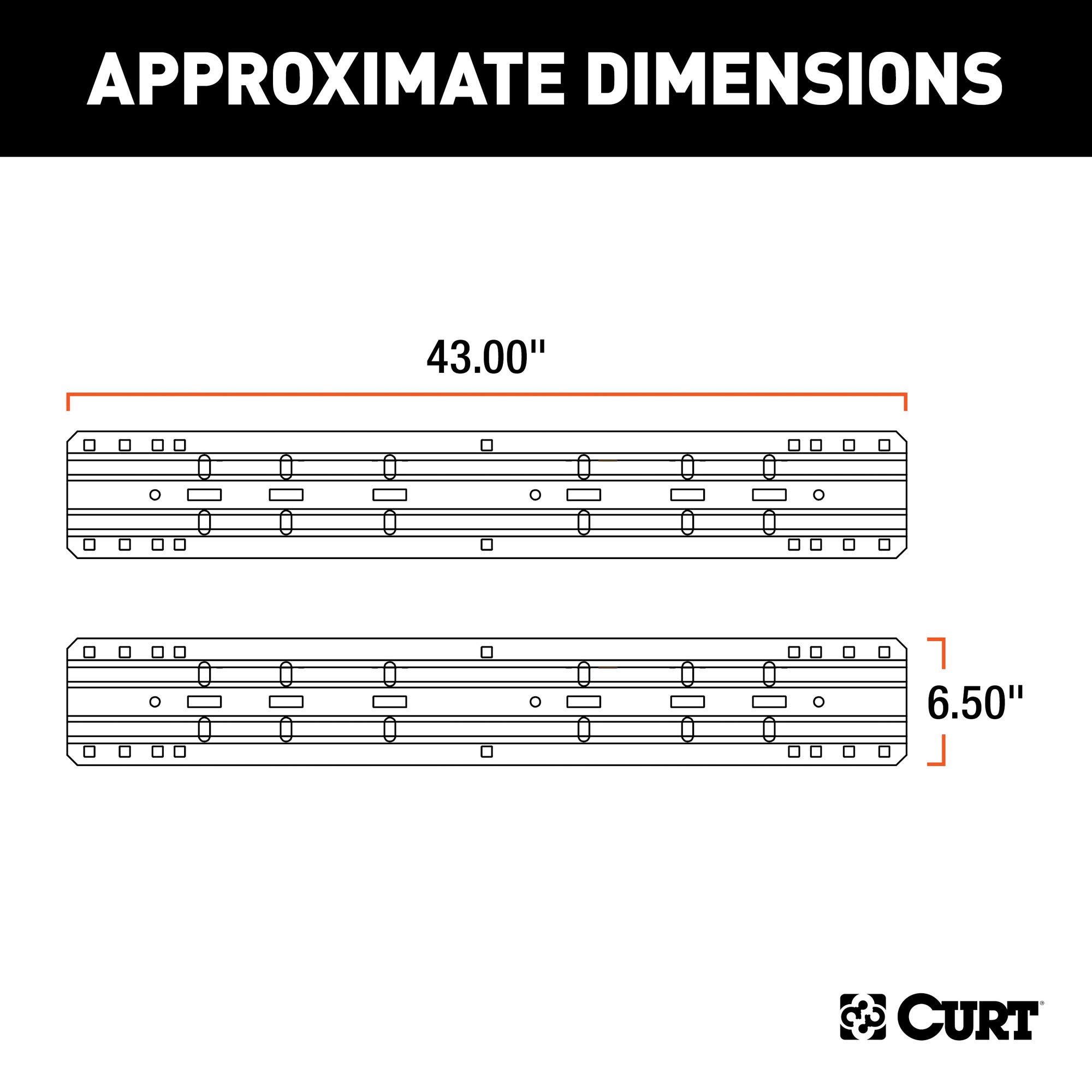 CURT 16204 Industry-Standard 5th Wheel Hitch Rails, Carbide Black, 25,000 Pounds