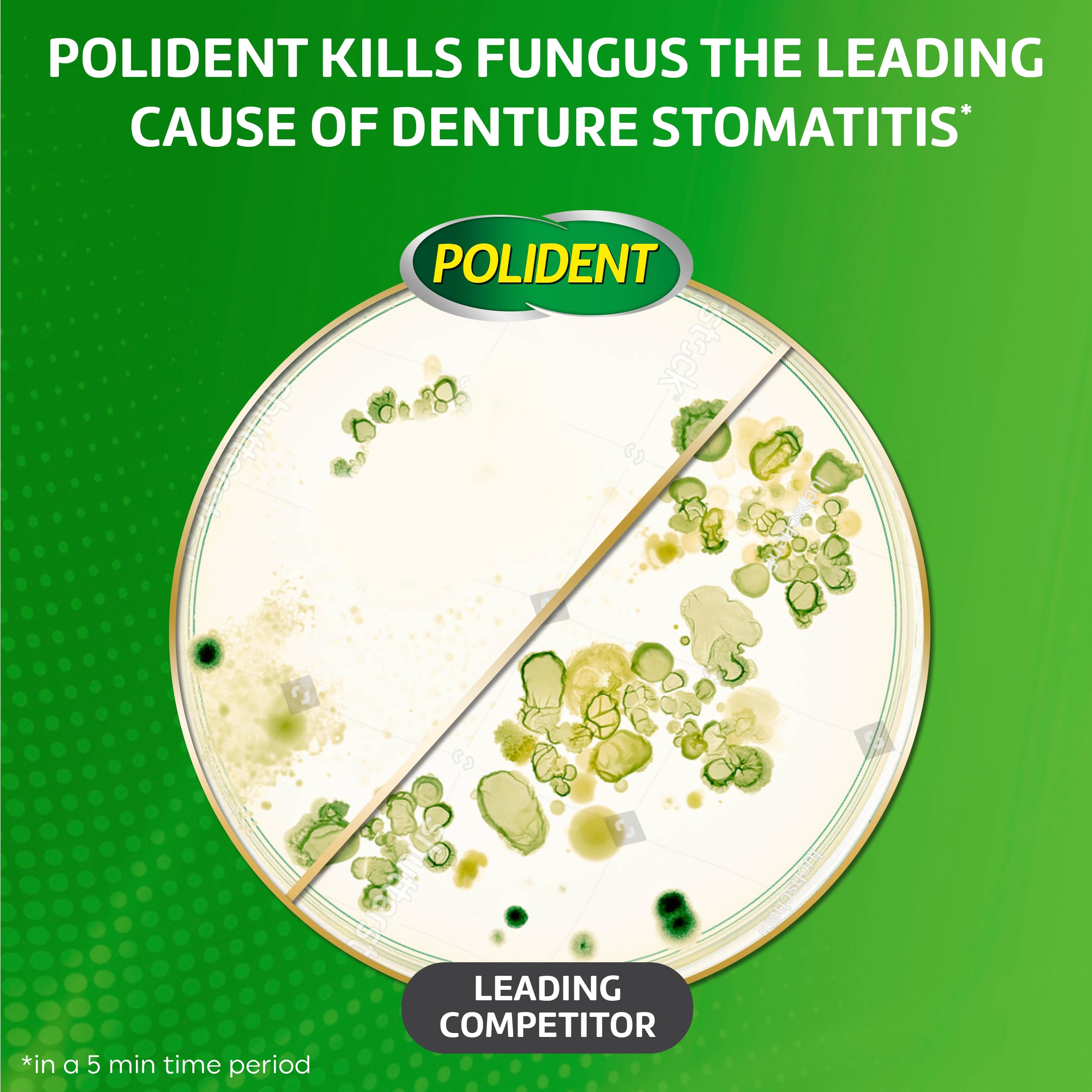 Polident 3-Minute Antibacterial Denture Cleanser - Mint, 3 Minute Whitening, 120 Count