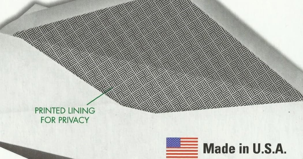 Mead #10 Envelopes, Security Printed LiningĀ for Privacy, Gummed Closure, All-Purpose 20-Ib Paper, 4-1/8" x 9-1/2", White, 40/Box (75214)