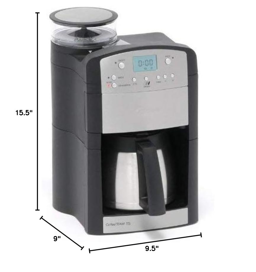 Capresso 465 CoffeeTeam TS 10-Cup Digital Coffeemaker with Conical Burr Grinder and Thermal Carafe