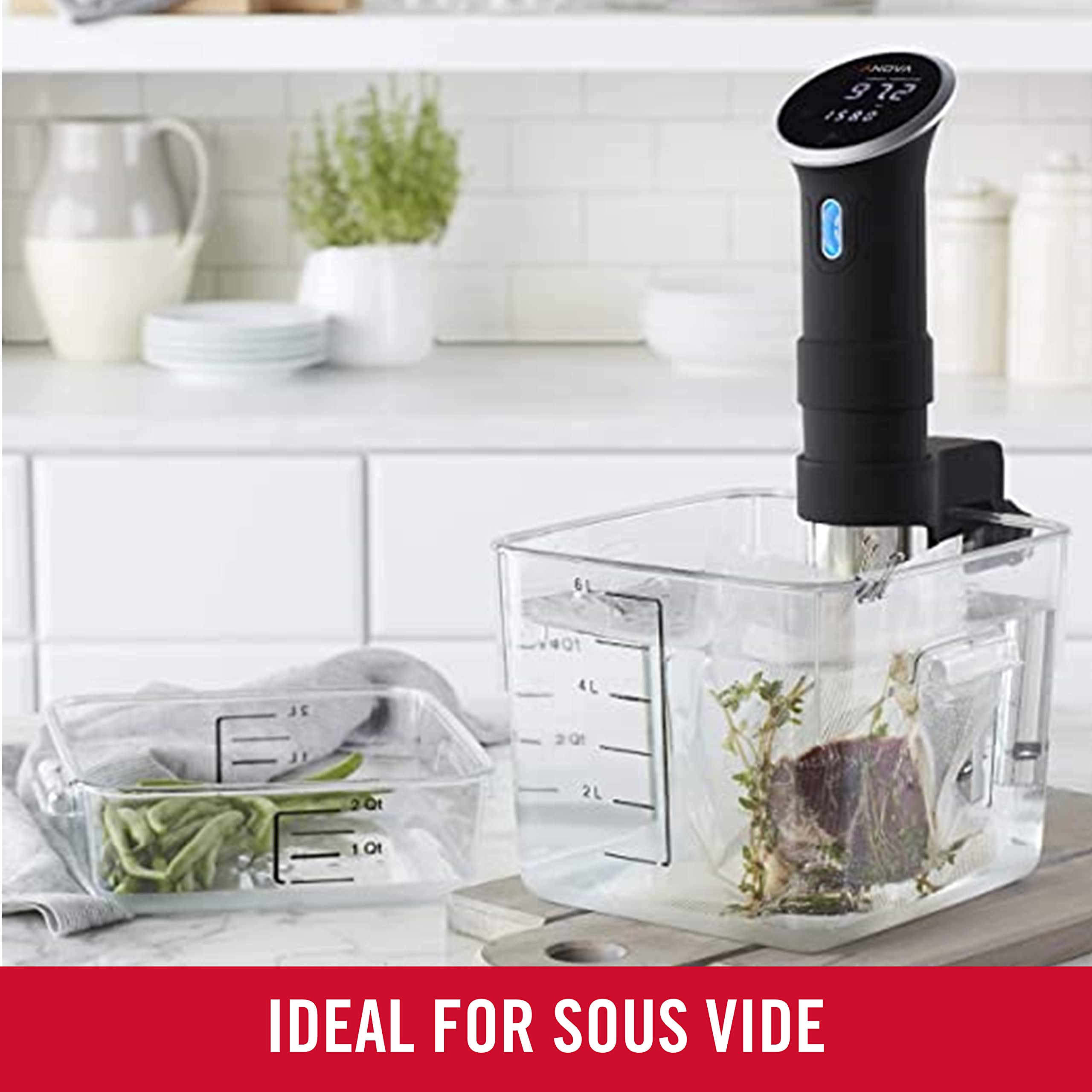 Rubbermaid Commercial Products, Plastic Space Saving Square Food Storage Container for Kitchen/Sous Vide/Food Prep, 12 Quart, Clear
