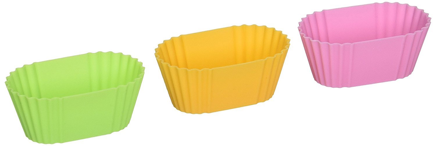 M.V. Trading Silicon Food Sushi Mold Cup for Bento Lunch Box, Oval, Set of 3
