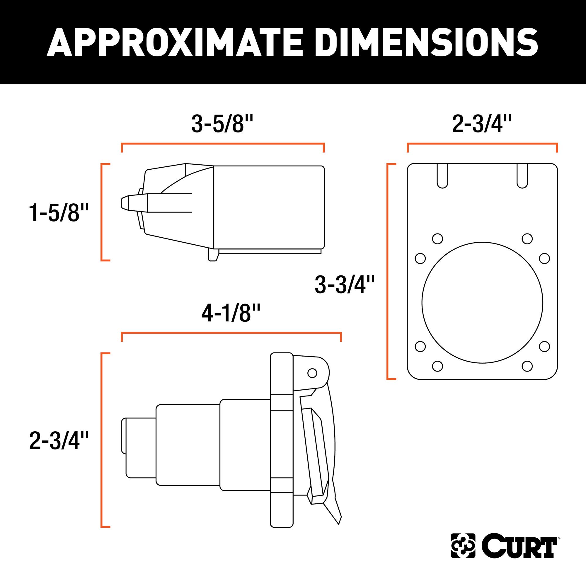 CURT 58152 Vehicle-Side and Trailer-Side 7-Pin RV Blade Wiring Harness Connectors