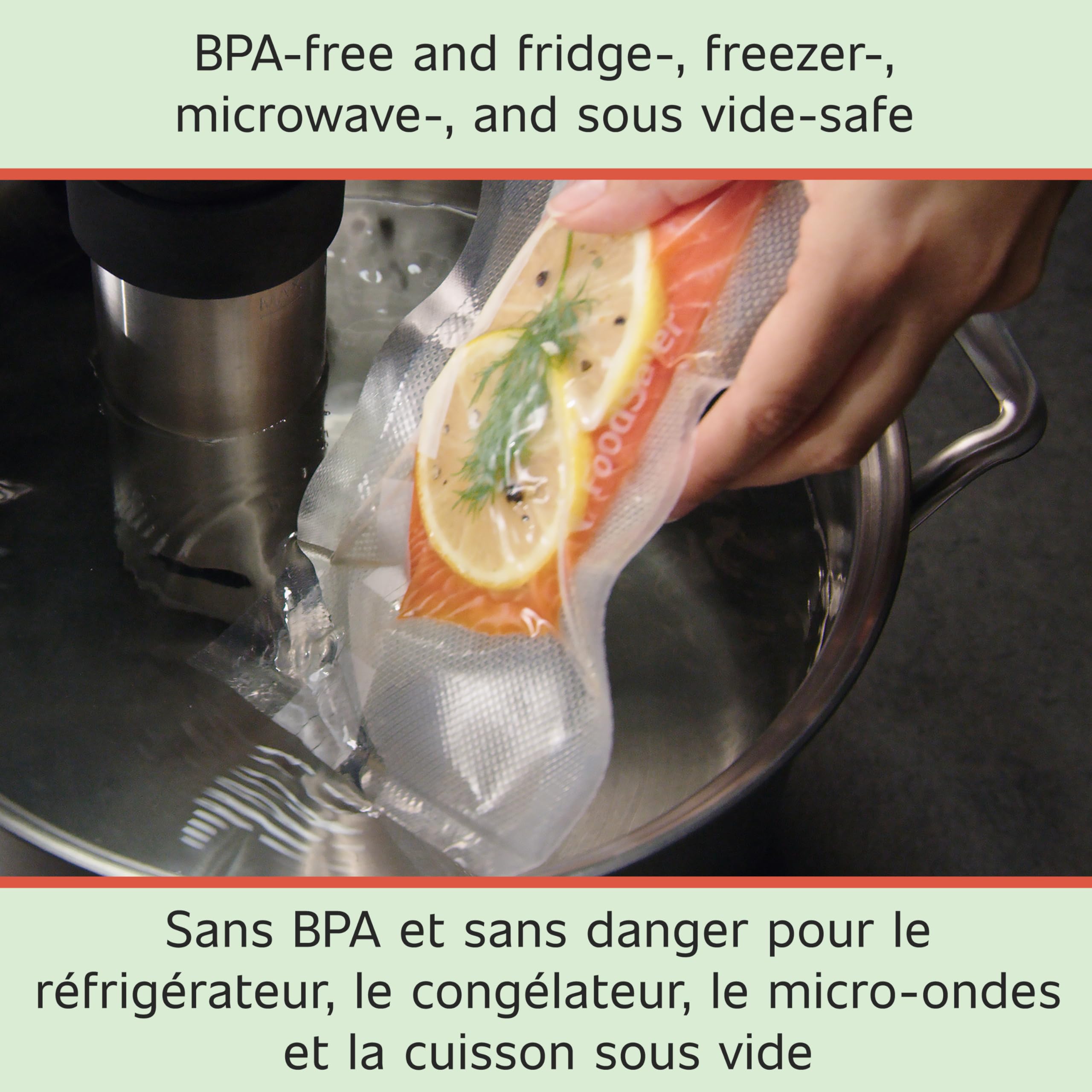 FoodSaver 11" x 16' Vacuum Seal Rolls with BPA-Free Multilayer Construction for Food Preservation, 2-Pack