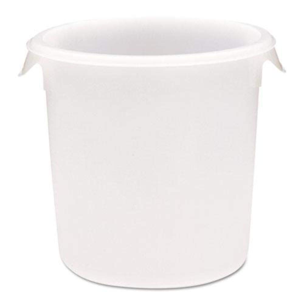 Rubbermaid Commercial Products Plastic Round Food Storage Container for Kitchen/Food Prep/Storing, 8 Quart, White, Container Only (FG572400WHT)