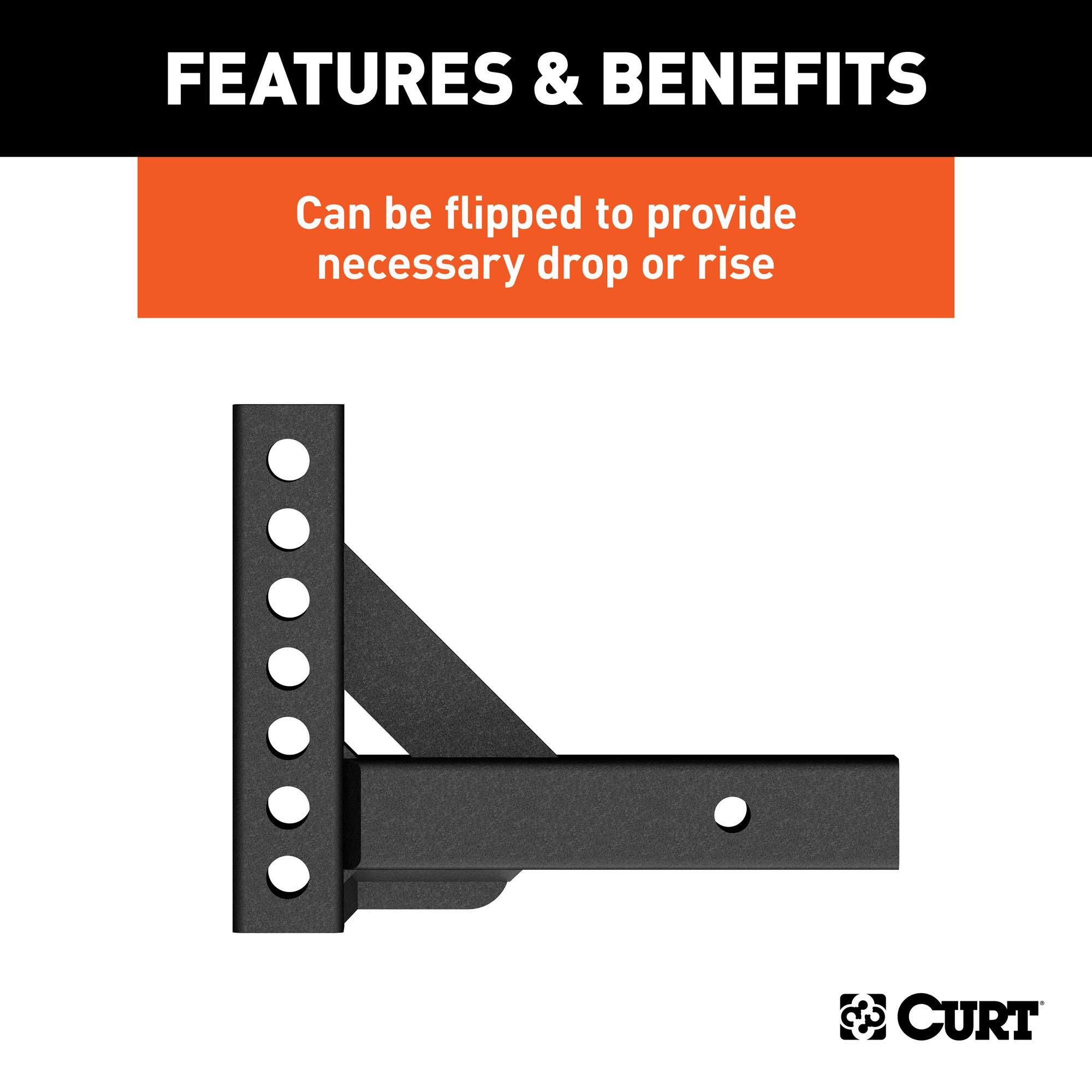 CURT 17100 Replacement Weight Distribution Hitch Shank, 2-Inch Receiver, 2-In Drop, 6-Inch Rise