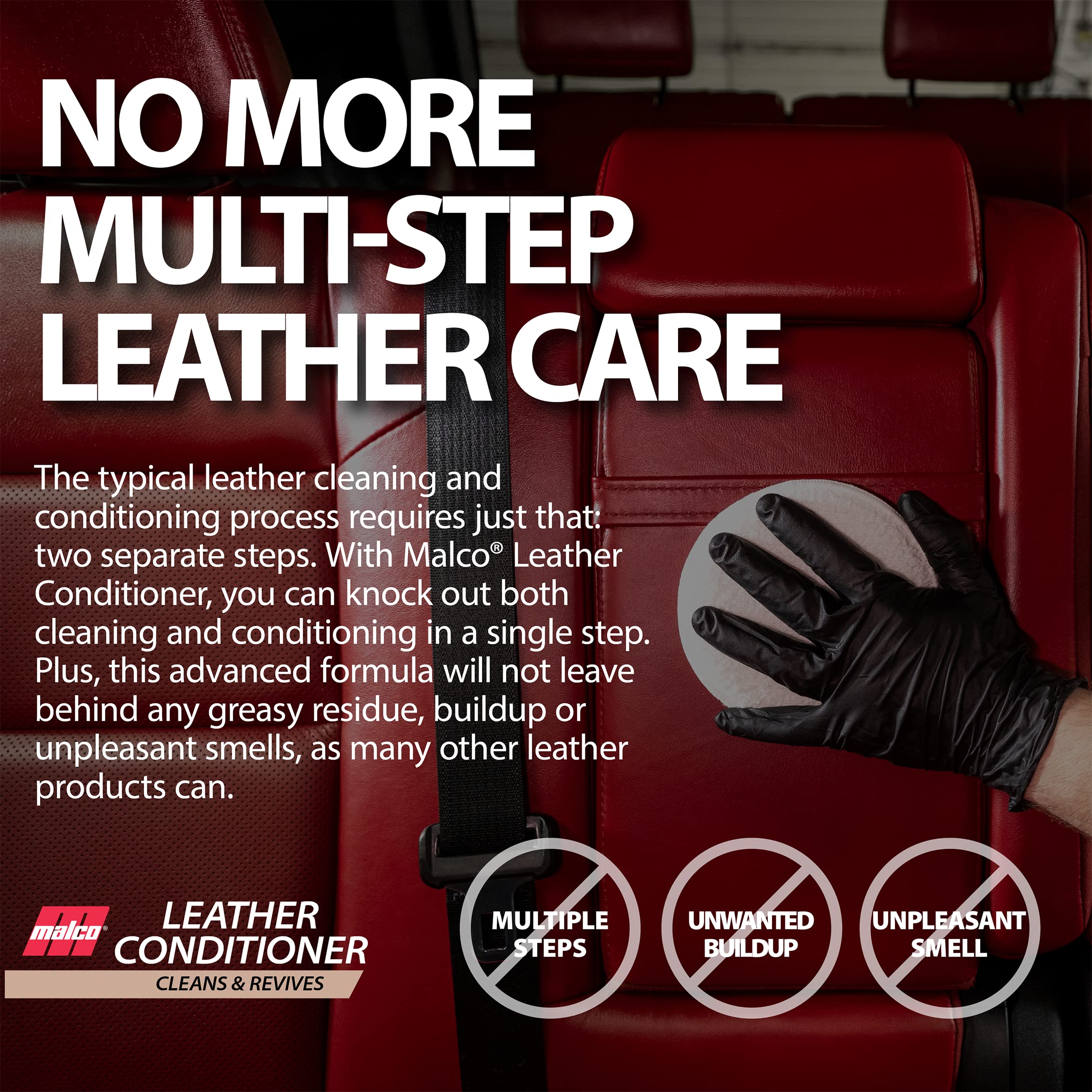 Malco Leather Conditioner for Cars - Cleans and Conditions Automotive Leather Seats & Surfaces / Natural Moisturizers Soften, Restore and Protect Leather Interiors / 32 Oz (109932)