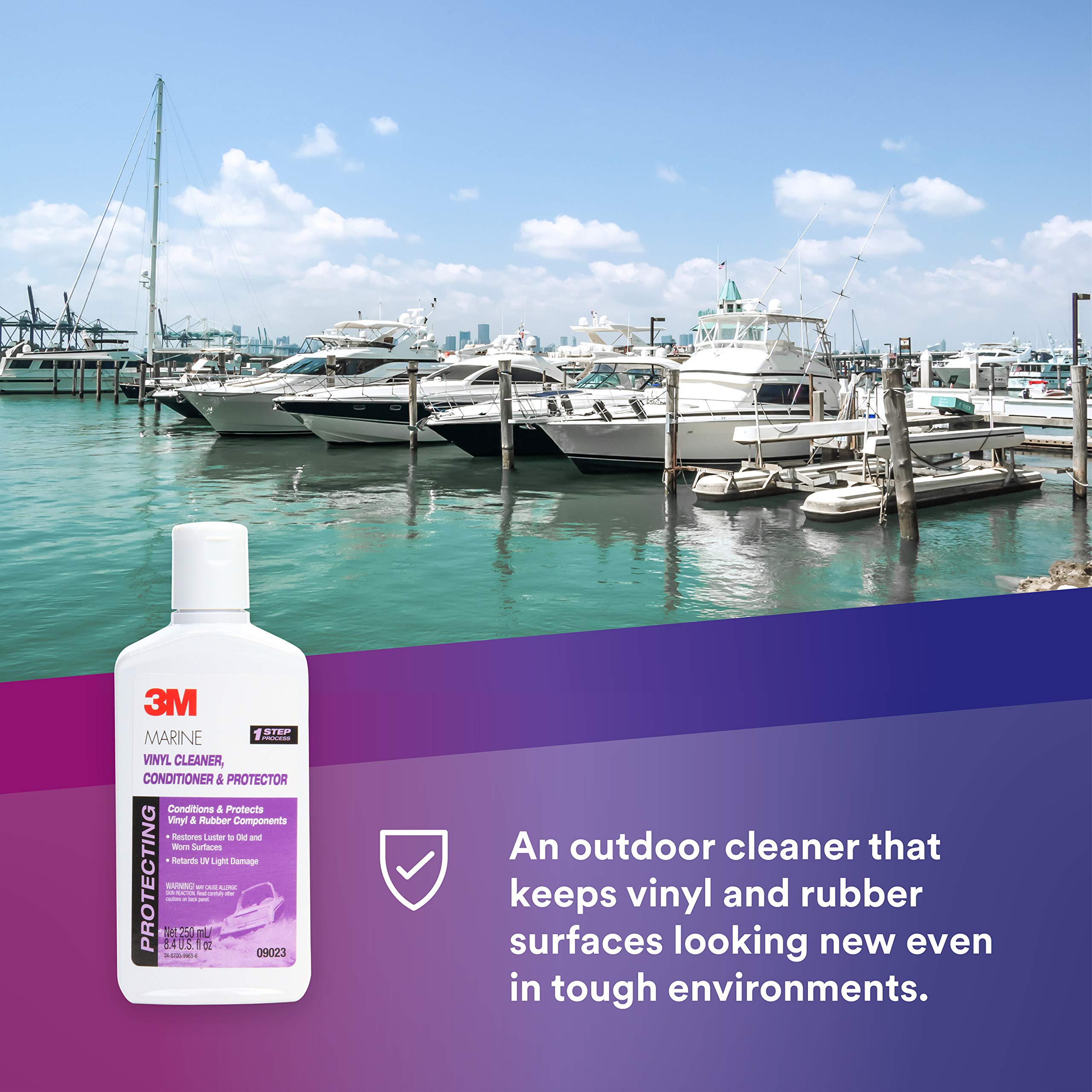 3M 09023 Marine Vinyl Cleaner, Conditioner, & Protector, 8.45 fl oz