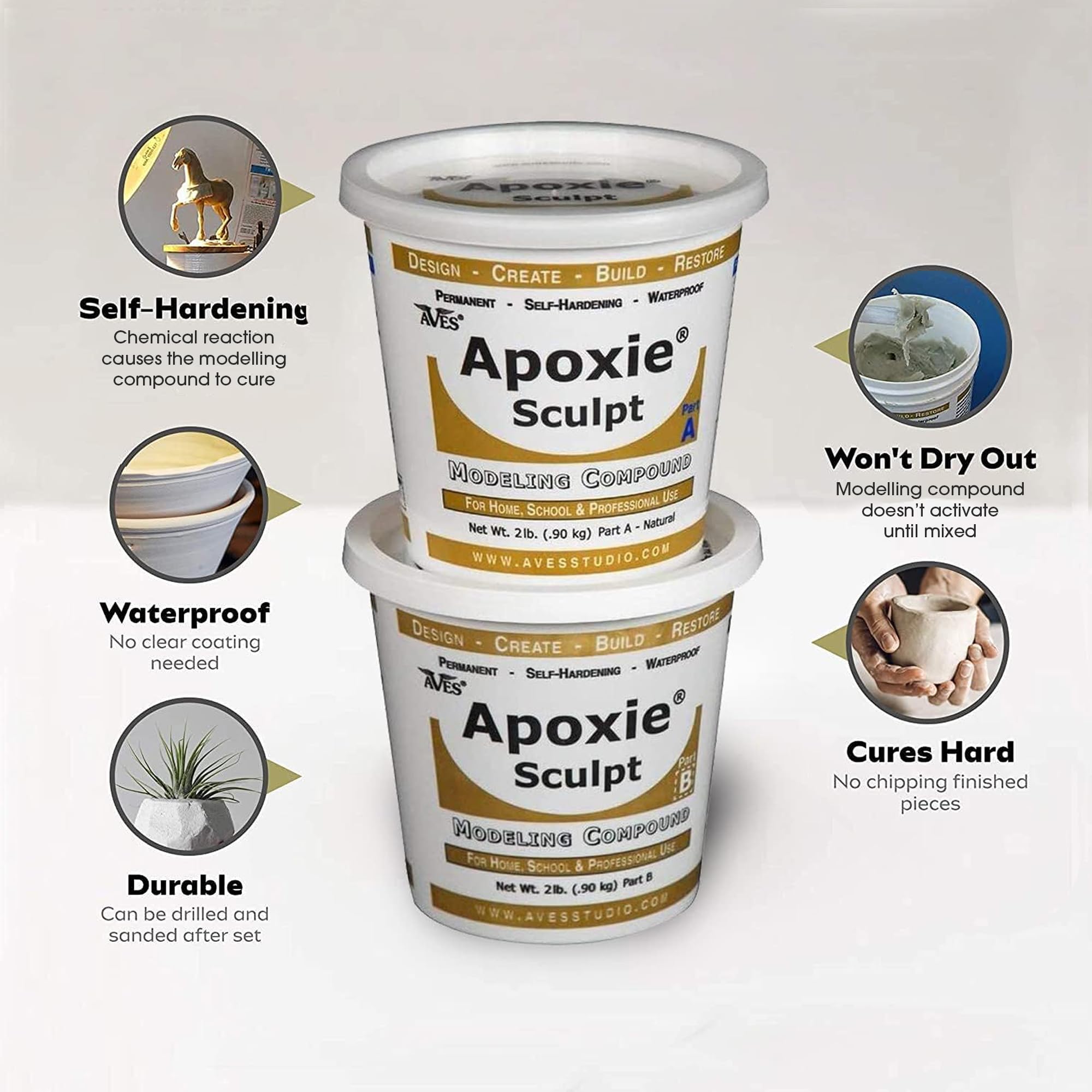 Apoxie Sculpt - 2 Part Modeling Compound (A & B) - 4 Pound, White