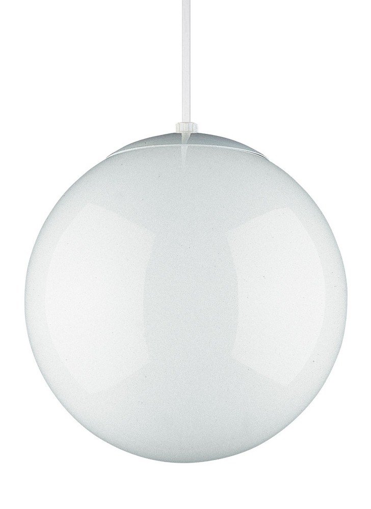 Sea Gull Lighting 6024-15 Leo Globe Pendant Hanging Modern Fixture, One - Light, White