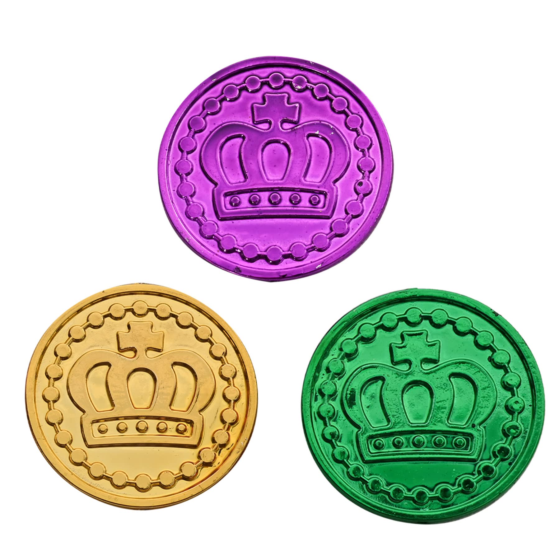 Mardi Gras Plastic Coins (asstd gold, green, purple) (100/Pkg)