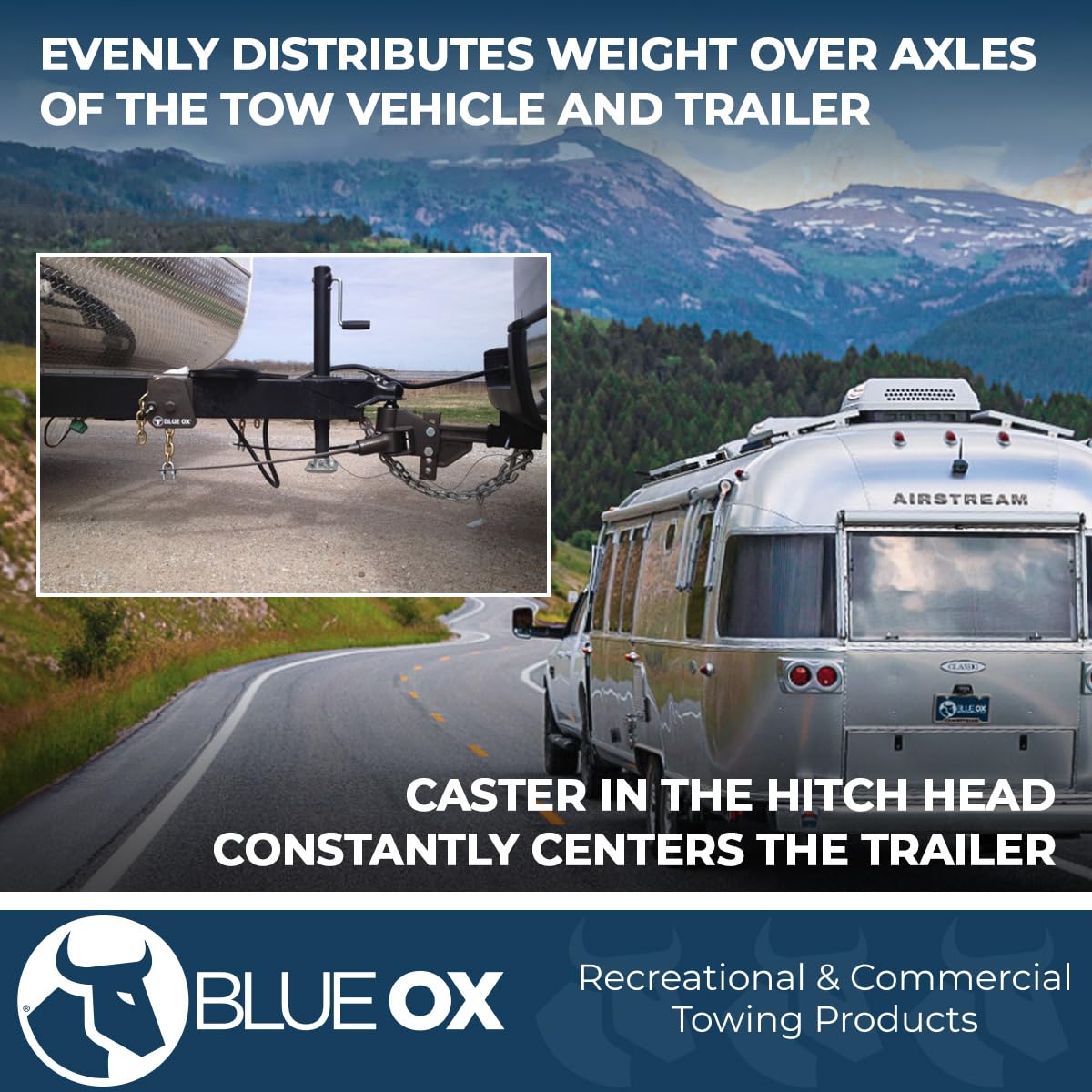 Blue Ox BXW1000 SWAYPRO Weight Distributing Hitch 1000lb Tongue Weight for Standard Coupler with Clamp-On Latches
