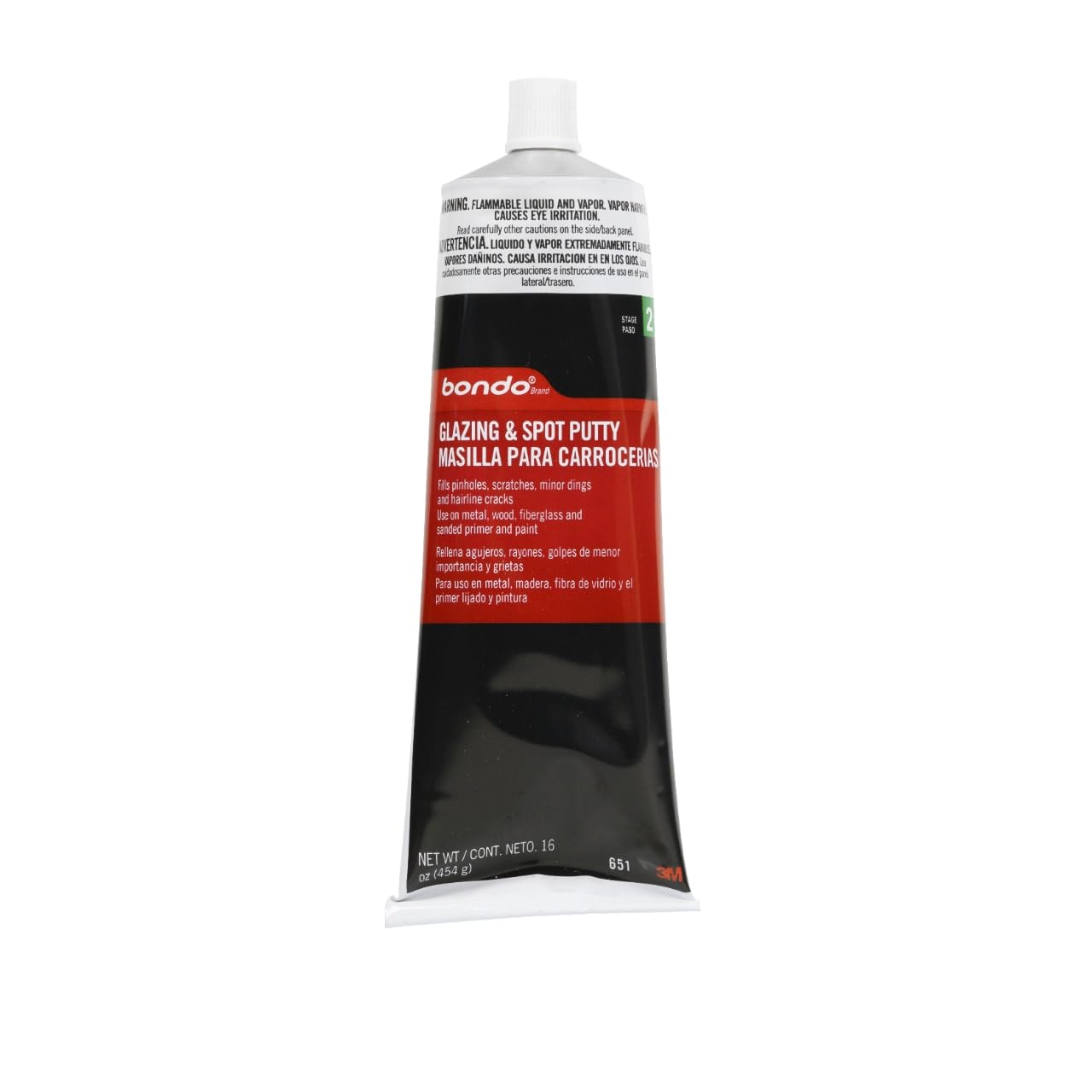 Bondo Glazing and Spot Putty, Fills Pinholes, Scratches, Minor Dings & Hairline Cracks, 16 oz, 1 Tube