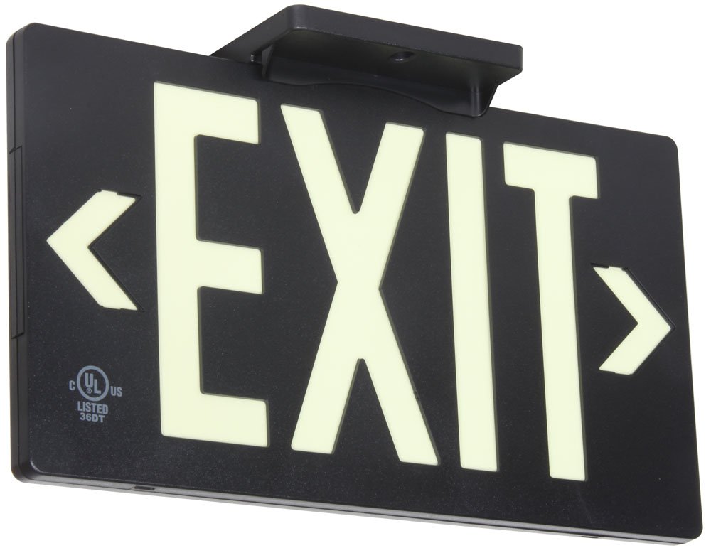 UL Listed 50 foot Jessup Glo Brite 7060-B 8.75-x-15.5-Inch Single Sided Exit Sign with Frame, Black (Mounts 4 ways, includes bracket and arrows)