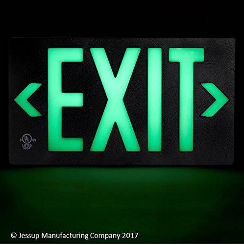 UL Listed 50 foot Jessup Glo Brite 7060-B 8.75-x-15.5-Inch Single Sided Exit Sign with Frame, Black (Mounts 4 ways, includes bracket and arrows)