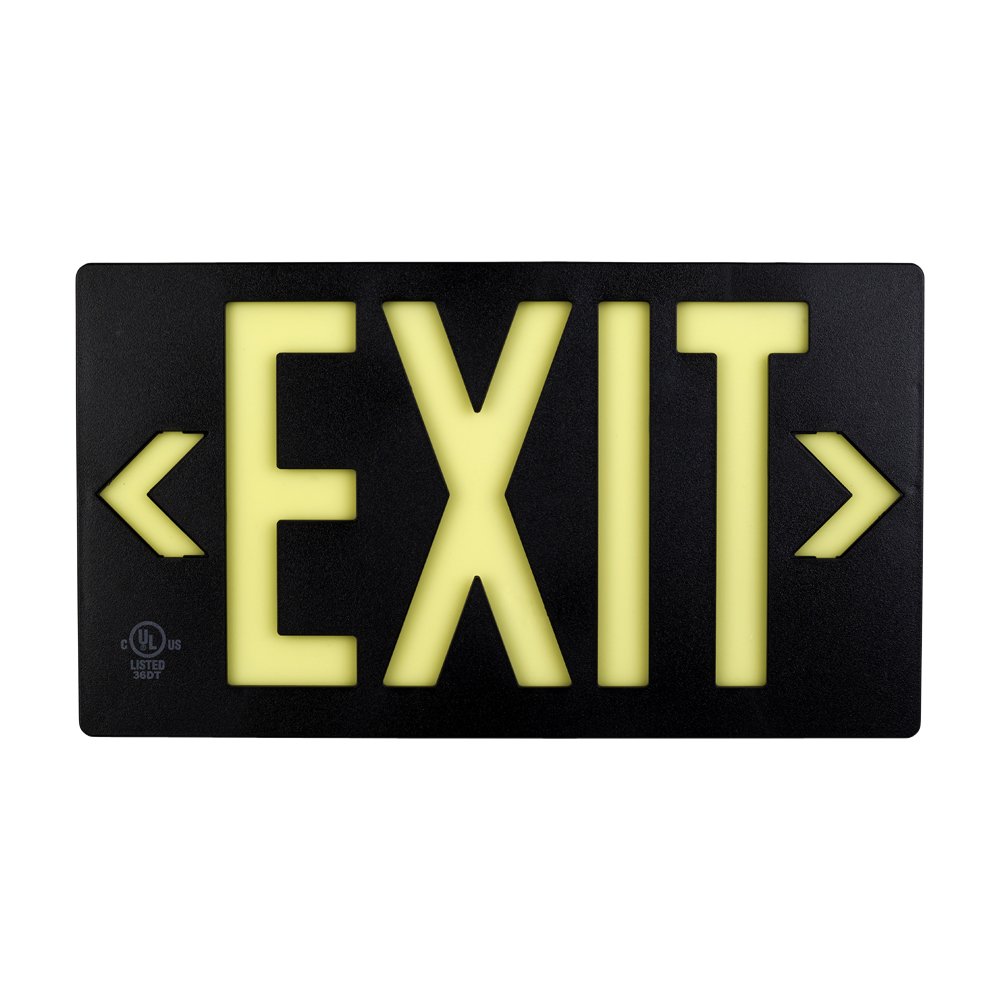 UL Listed 50 foot Jessup Glo Brite 7060-B 8.75-x-15.5-Inch Single Sided Exit Sign with Frame, Black (Mounts 4 ways, includes bracket and arrows)