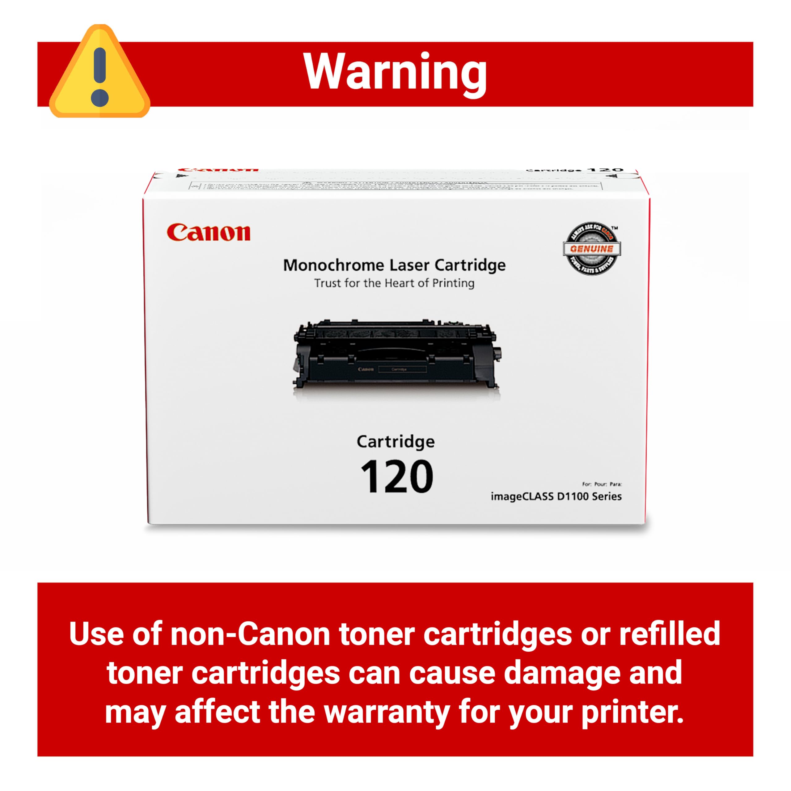 Canon Genuine Toner Cartridge 120 Black (2617B001), 1 Pack for Canon imageCLASS D1120, D1150, D1170, D1180, D1320, D1350, D1370, D1520, D1550 Laser Printer