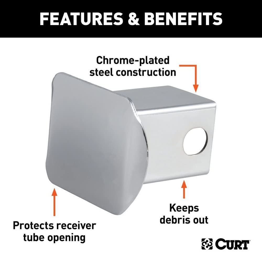 CURT 22110 Chrome Steel Trailer Hitch Cover, Fits 2-Inch Receiver