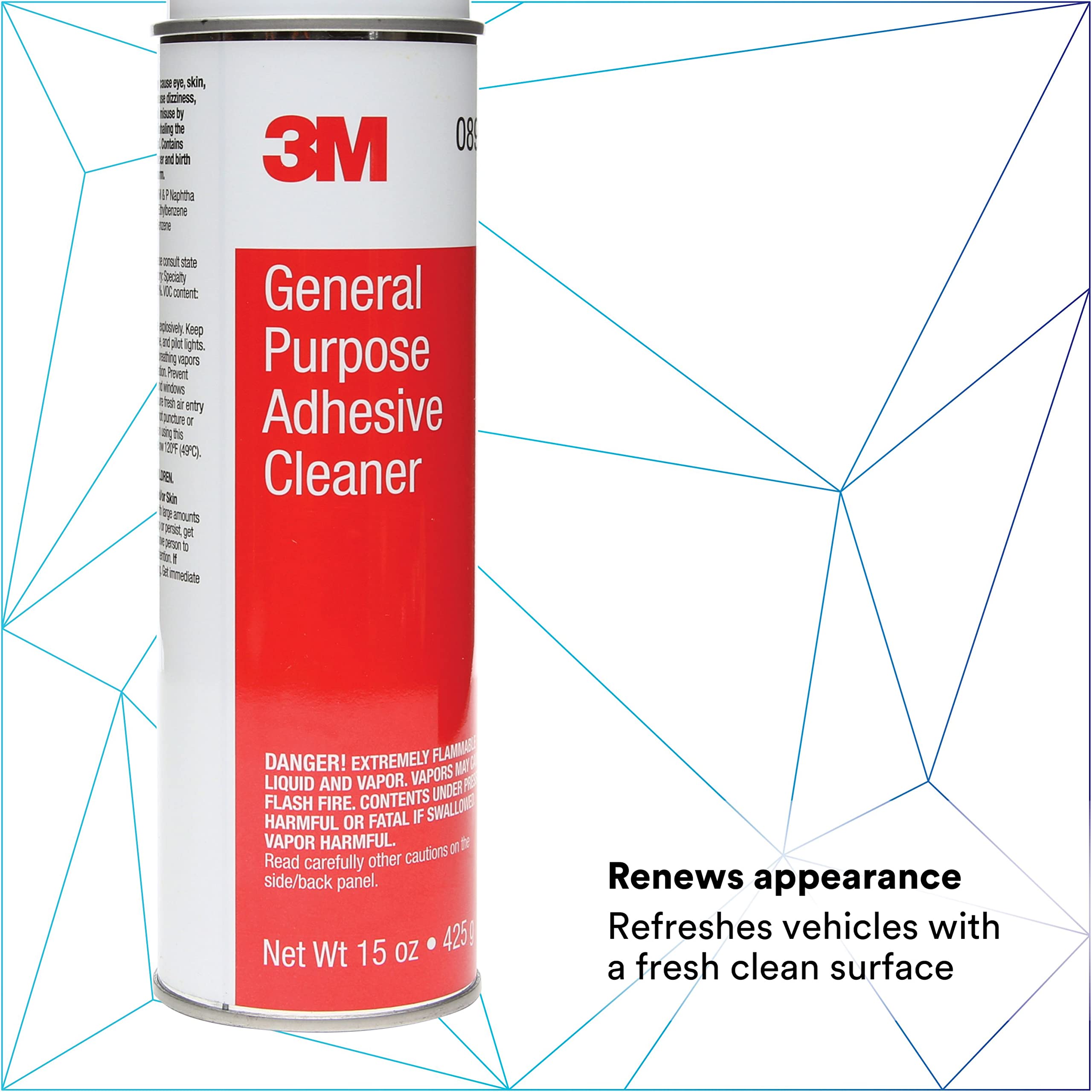 3M General Purpose Adhesive Cleaner, 08987, Removes Adhesive Residue, Gentle On Paint/Vinyl/Fabric, 15 fl oz