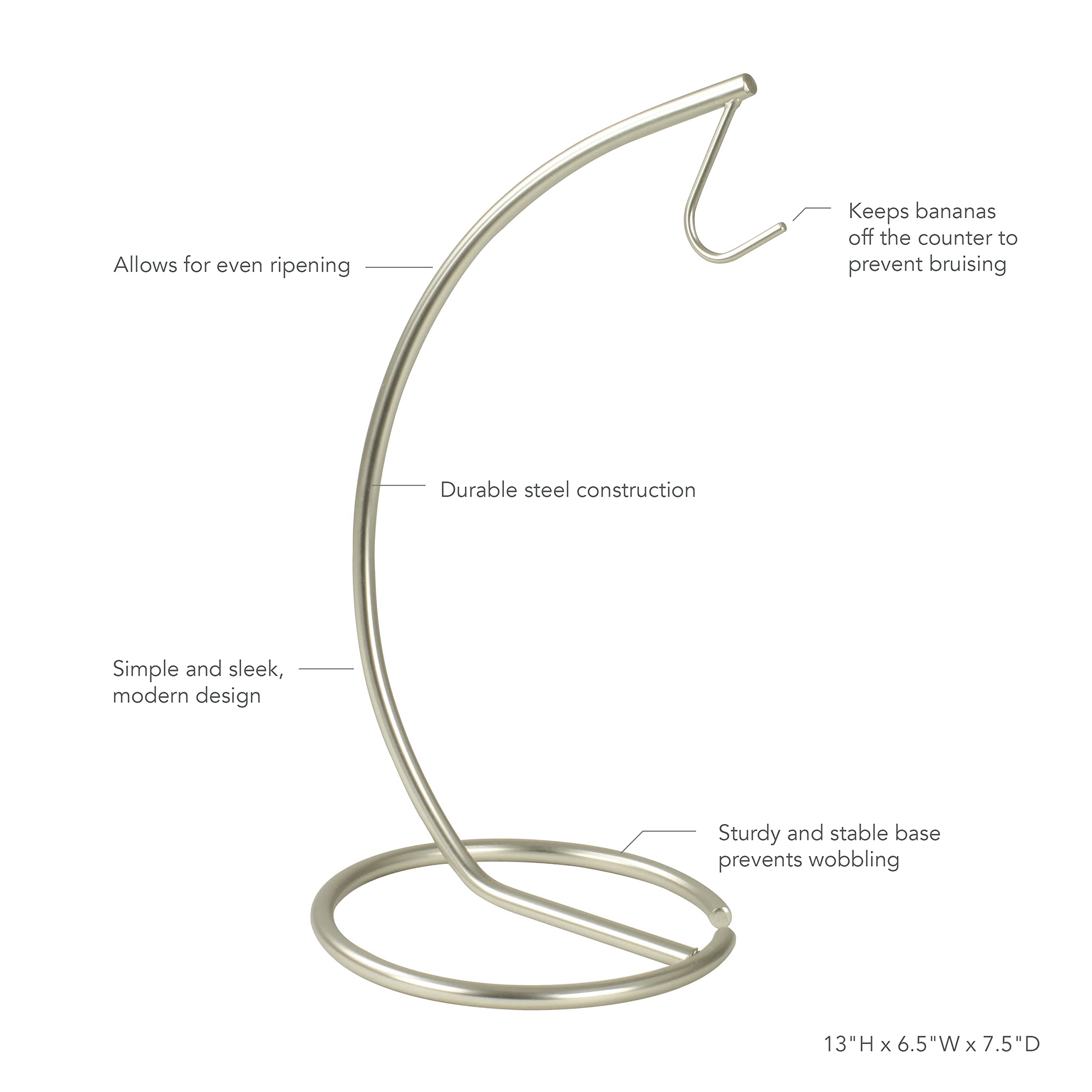 Spectrum Diversified Euro Holder, Fruit Tree, Sturdy Steel Banana Hanger & Soft Pretzel Display for Home or Bar, Countertop Food Storage, 1 Count, Satin Nickel