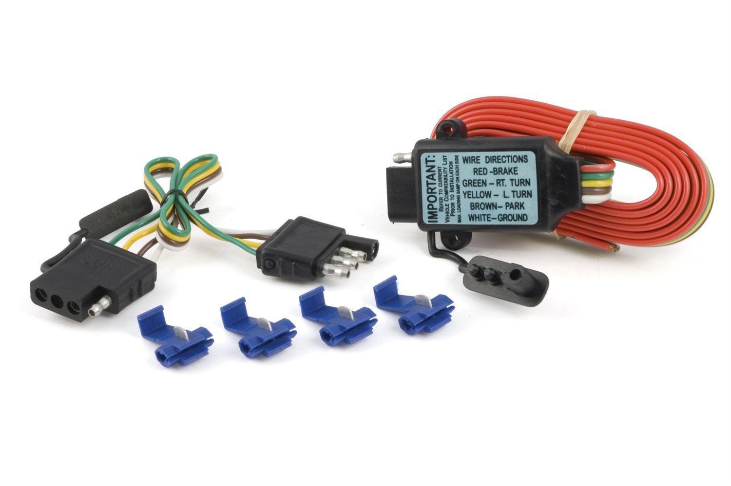CURT 55179 Non-Powered 3-to-2-Wire Splice-in Trailer Tail Light Converter Kit, 4-Pin Wiring Harness