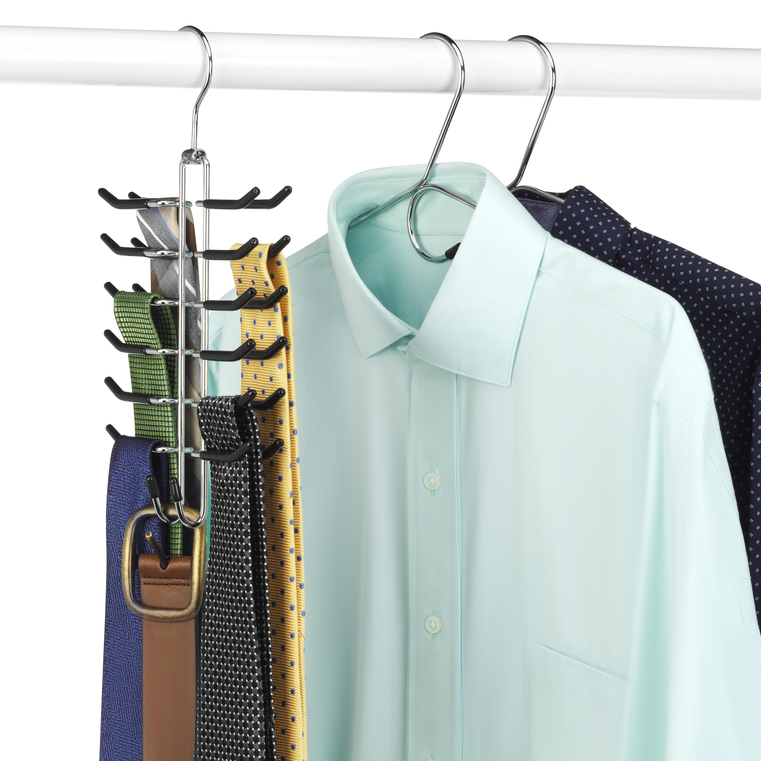 Whitmor Swivel Tie Hanger with Belt Loops Chrome / Black