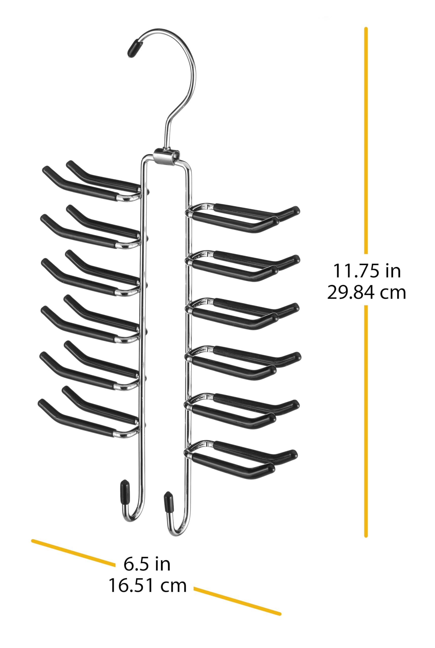 Whitmor Swivel Tie Hanger with Belt Loops Chrome / Black
