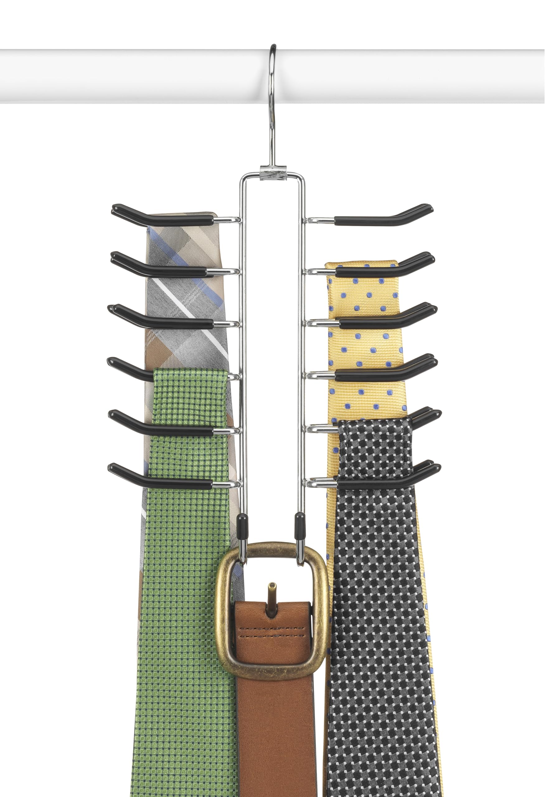 Whitmor Swivel Tie Hanger with Belt Loops Chrome / Black