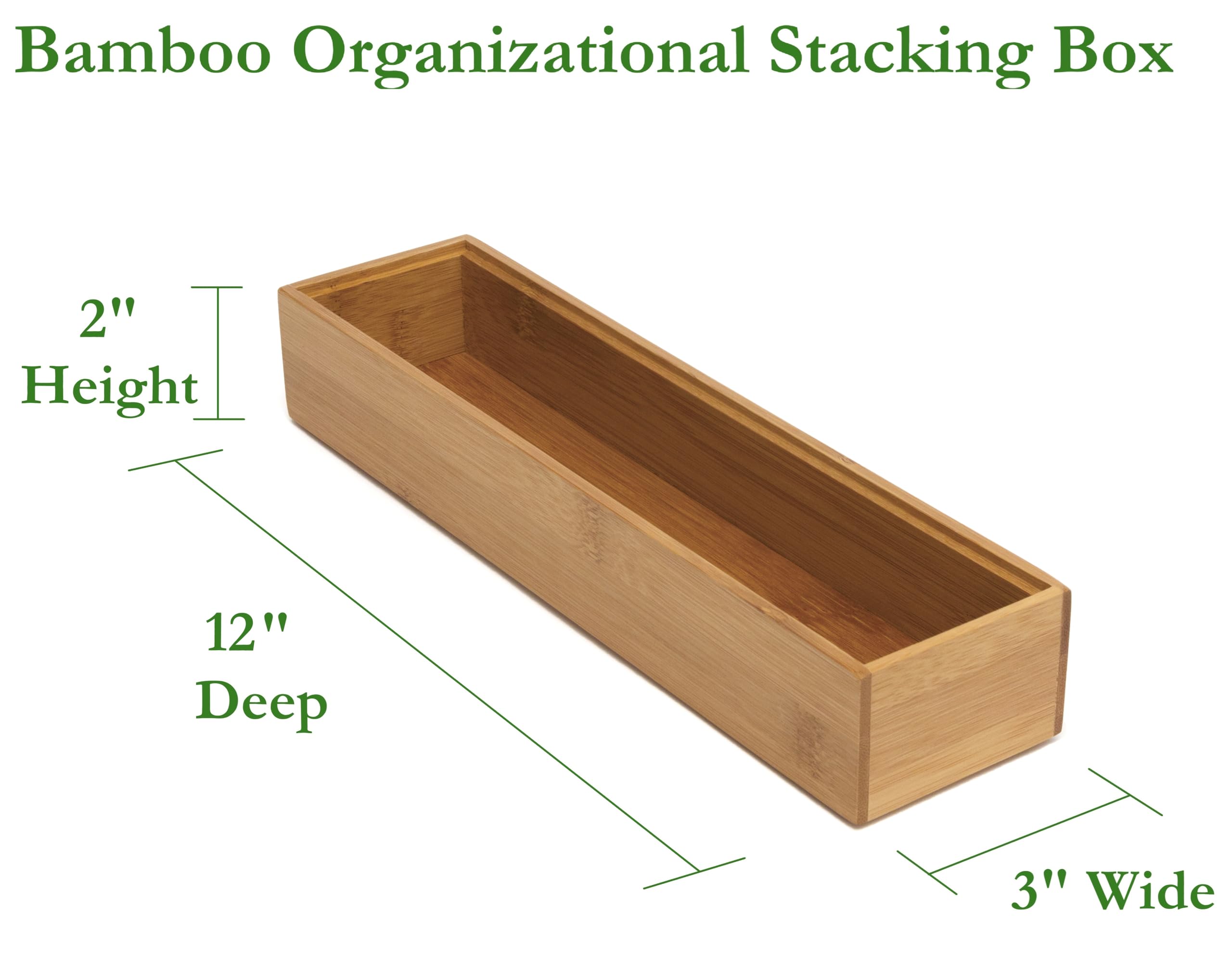 Lipper International 8182S Bamboo Wood Stacking Drawer Organizer Box, 3" x 12"