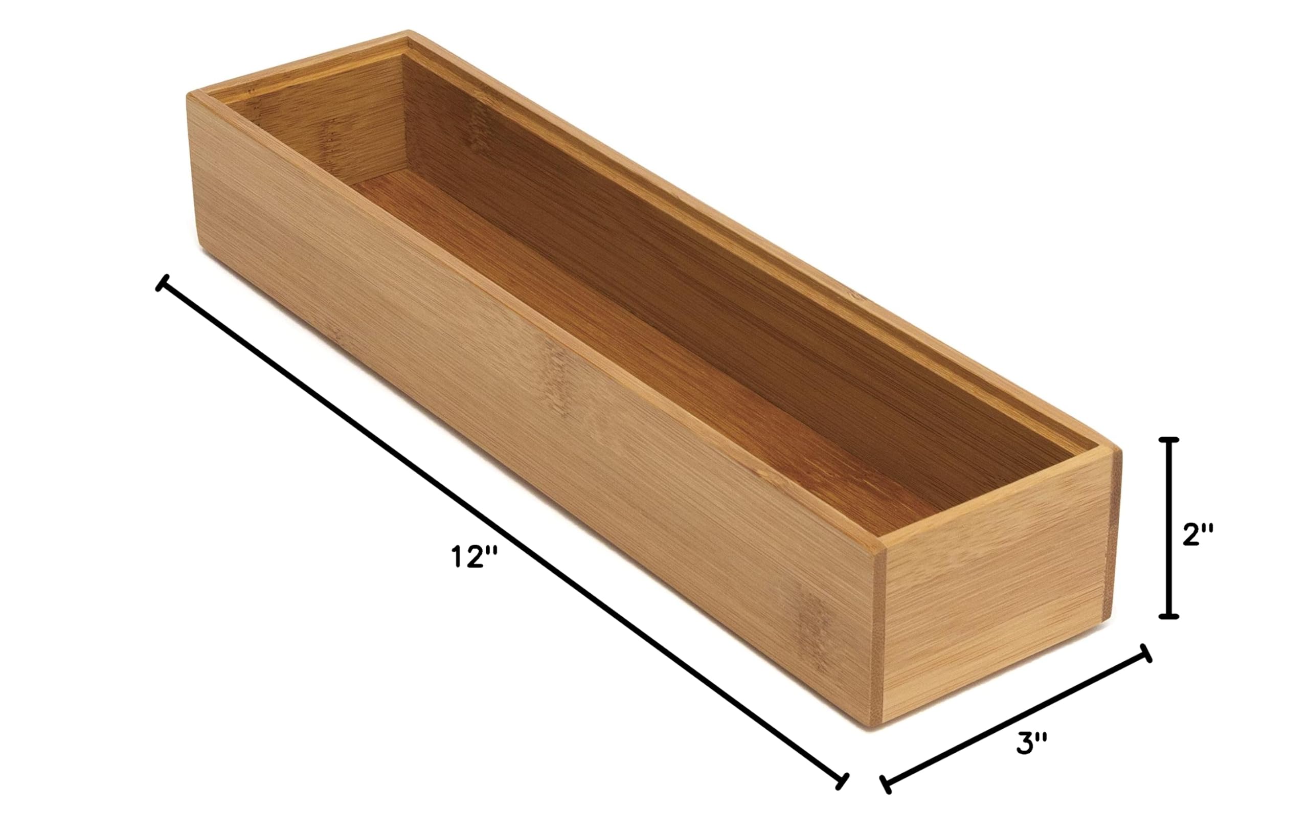 Lipper International 8182S Bamboo Wood Stacking Drawer Organizer Box, 3" x 12"