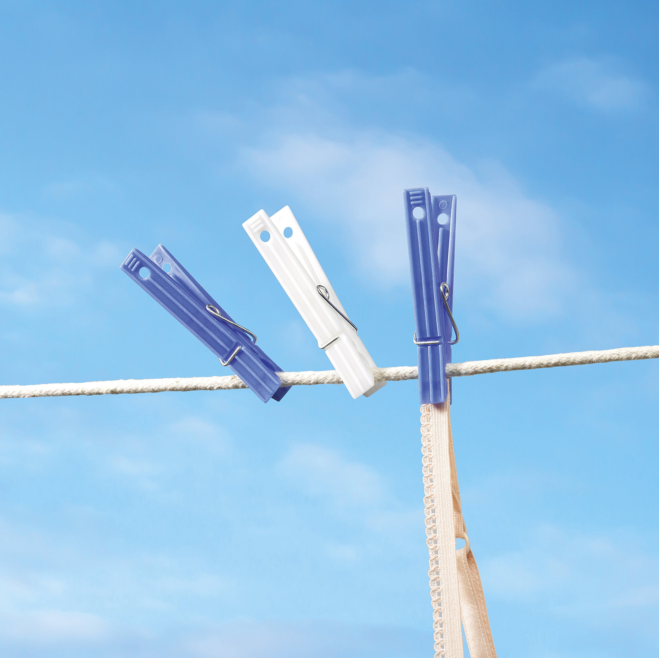 Whitmor Plastic Clothespins Set of 50, S/50, White and Blue - 6171-919
