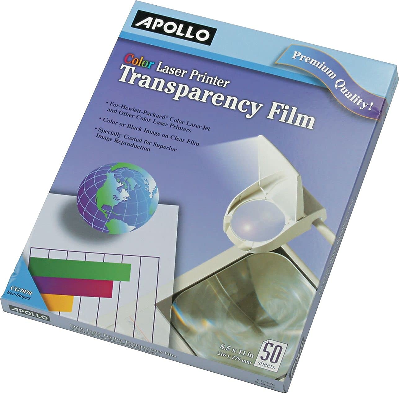 Apollo Laser OHP Transparency Film, 8 1/2" x 11", Box Of 50