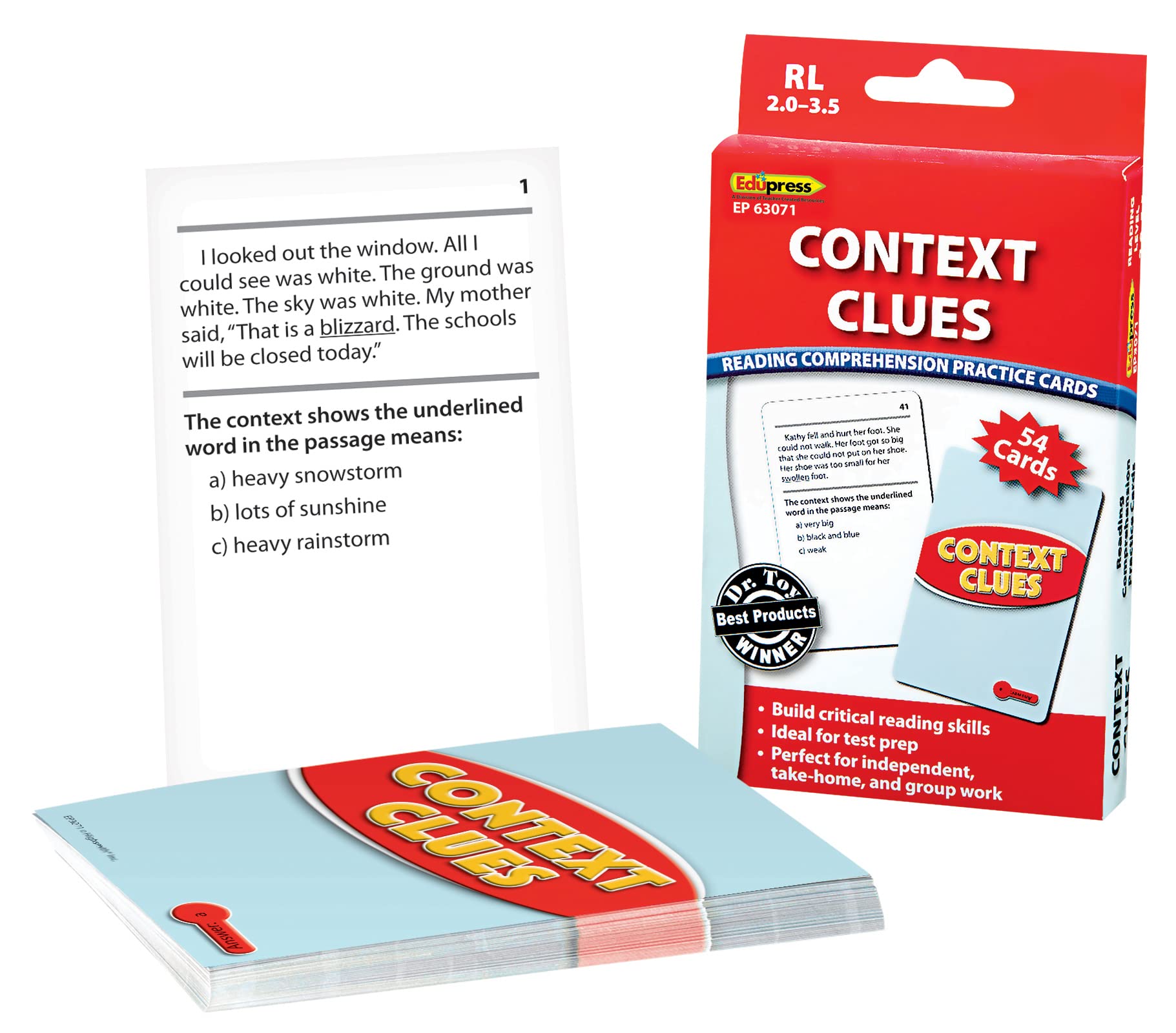 Edupress Reading Comprehension Practice Cards, Context Clues, Red Level (EP63071)