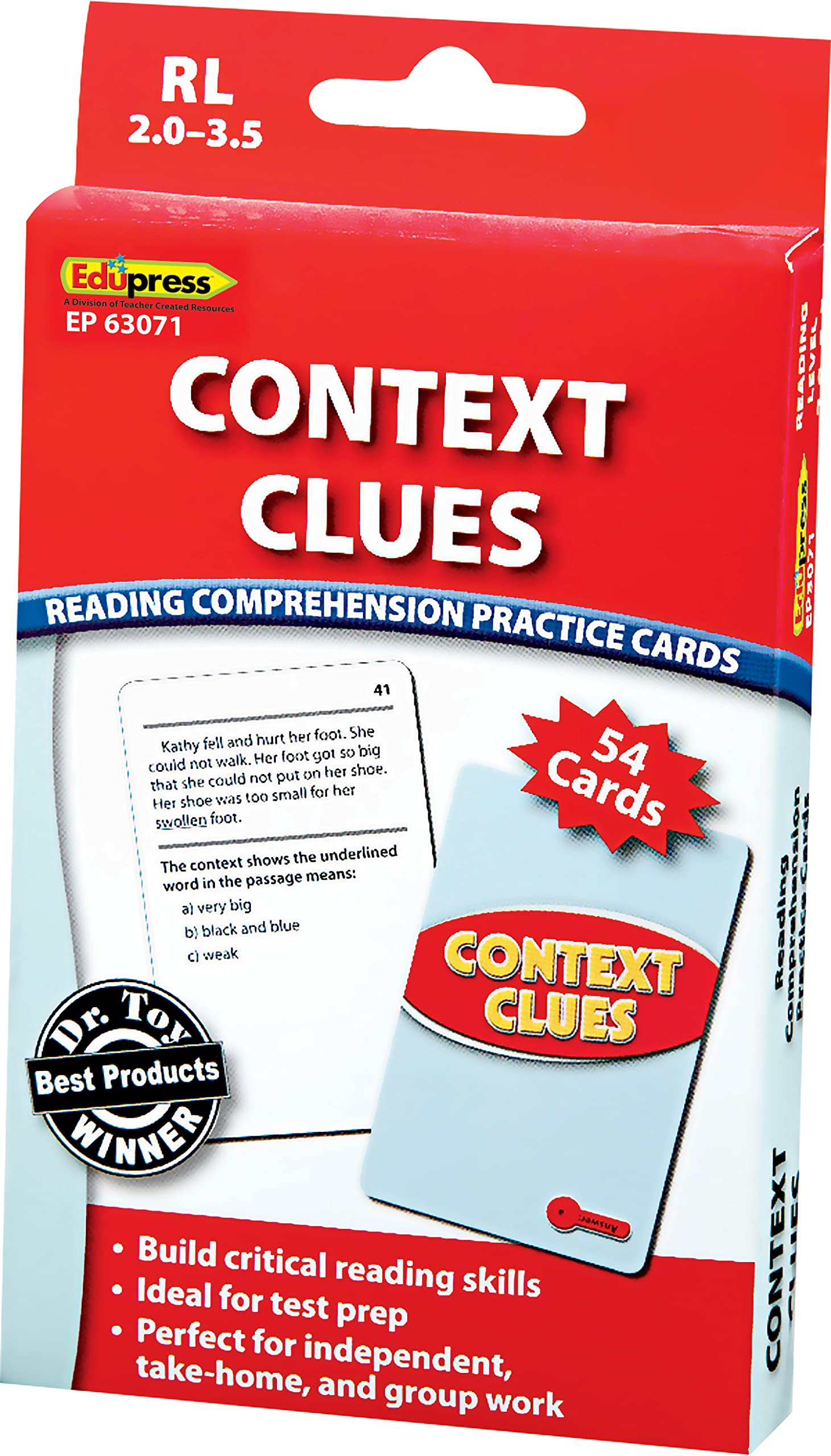 Edupress Reading Comprehension Practice Cards, Context Clues, Red Level (EP63071)
