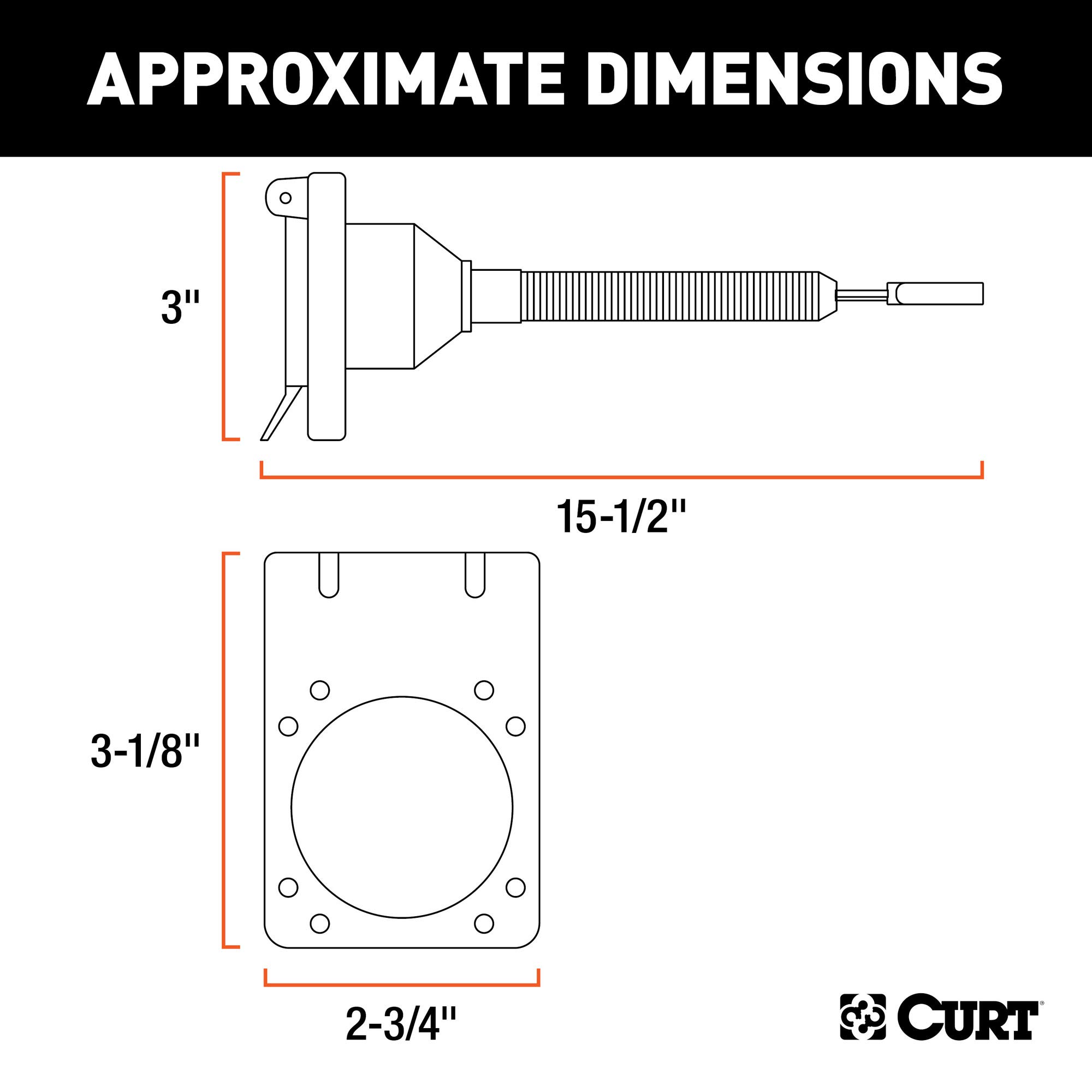 CURT 57676 4-Way Flat Vehicle-Side to 7-Way RV Blade Trailer Wiring Adapter with Tester