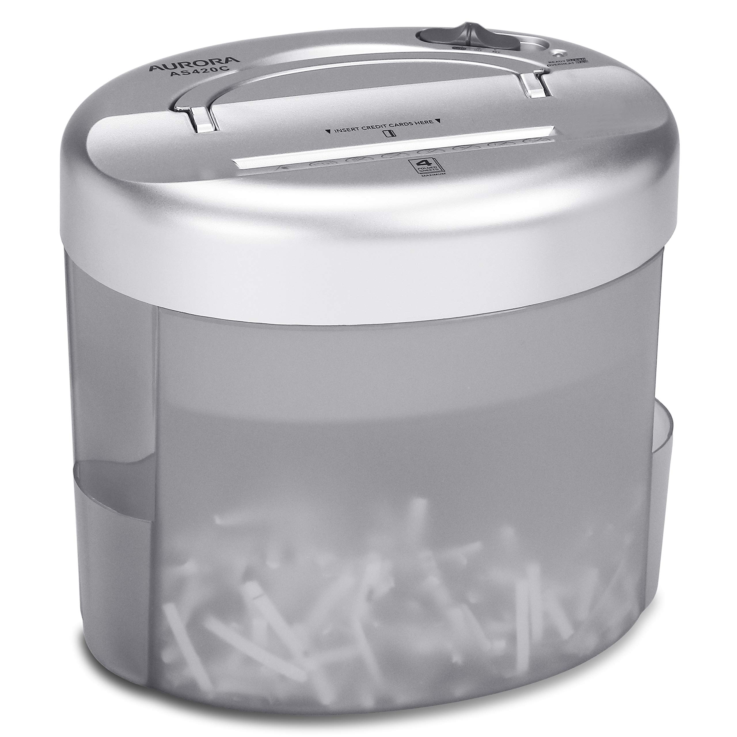 Aurora AS420C Desktop-Style Cross-Cut Paper Shredder, 4-Sheet Crosscut Desktop