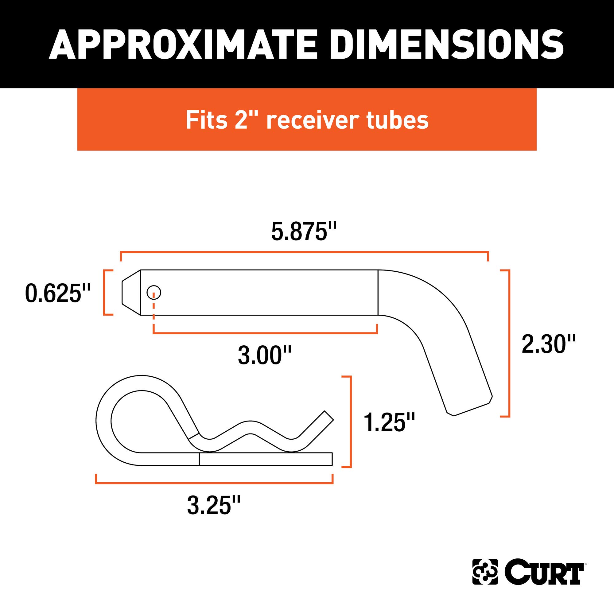 CURT 21501 Trailer Hitch Pin & Clip, 5/8-Inch Diameter, Fits 2-Inch Receiver