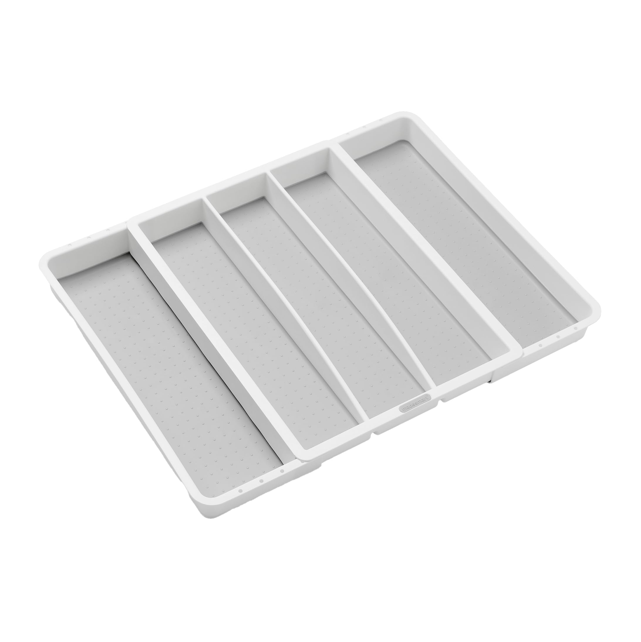madesmart Expandable Utensil Tray-White | Classic Collection | 5-Compartments | Kitchen Organizer | Soft-Grip Lining and Non-Slip Rubber Feet | Easy to Clean | BPA-Free