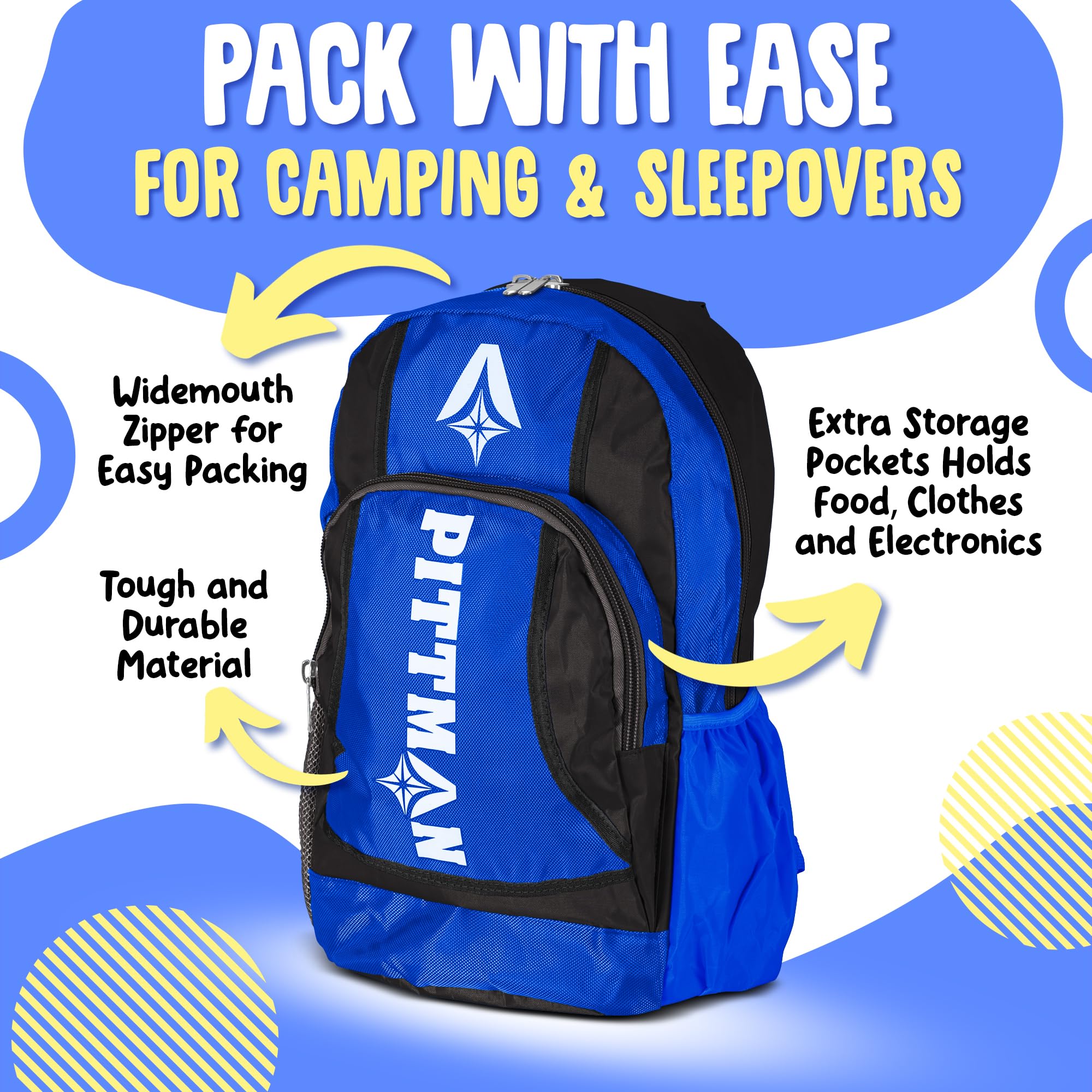 Pittman Outdoors Twin Kid's Air Mattress with Portable Battery Powered Air Pump with Fun Travel Backpack, Blue (PPI-BLU_KIDMAT)
