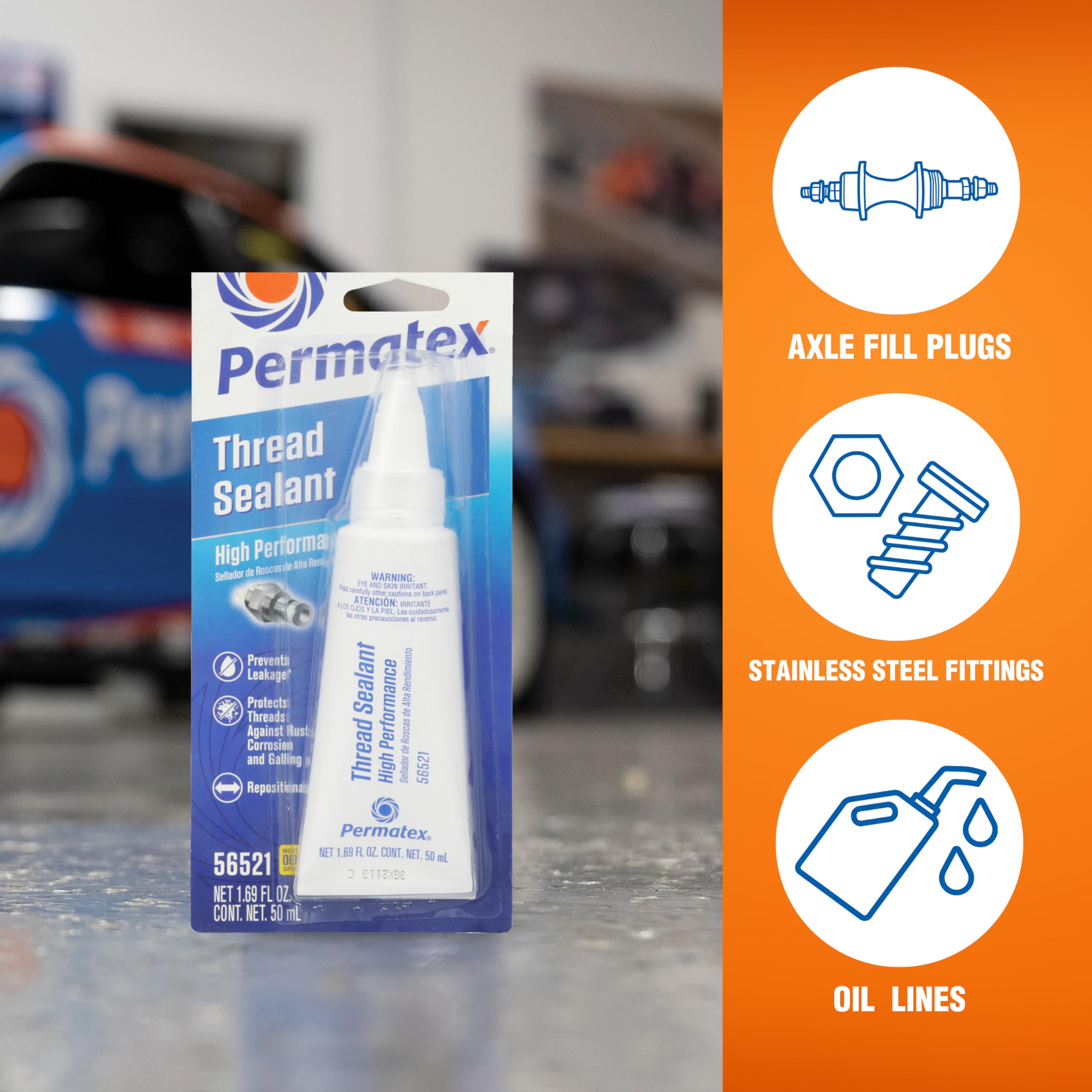 Permatex 56521 High Performance Thread Sealant, 50 ml , White