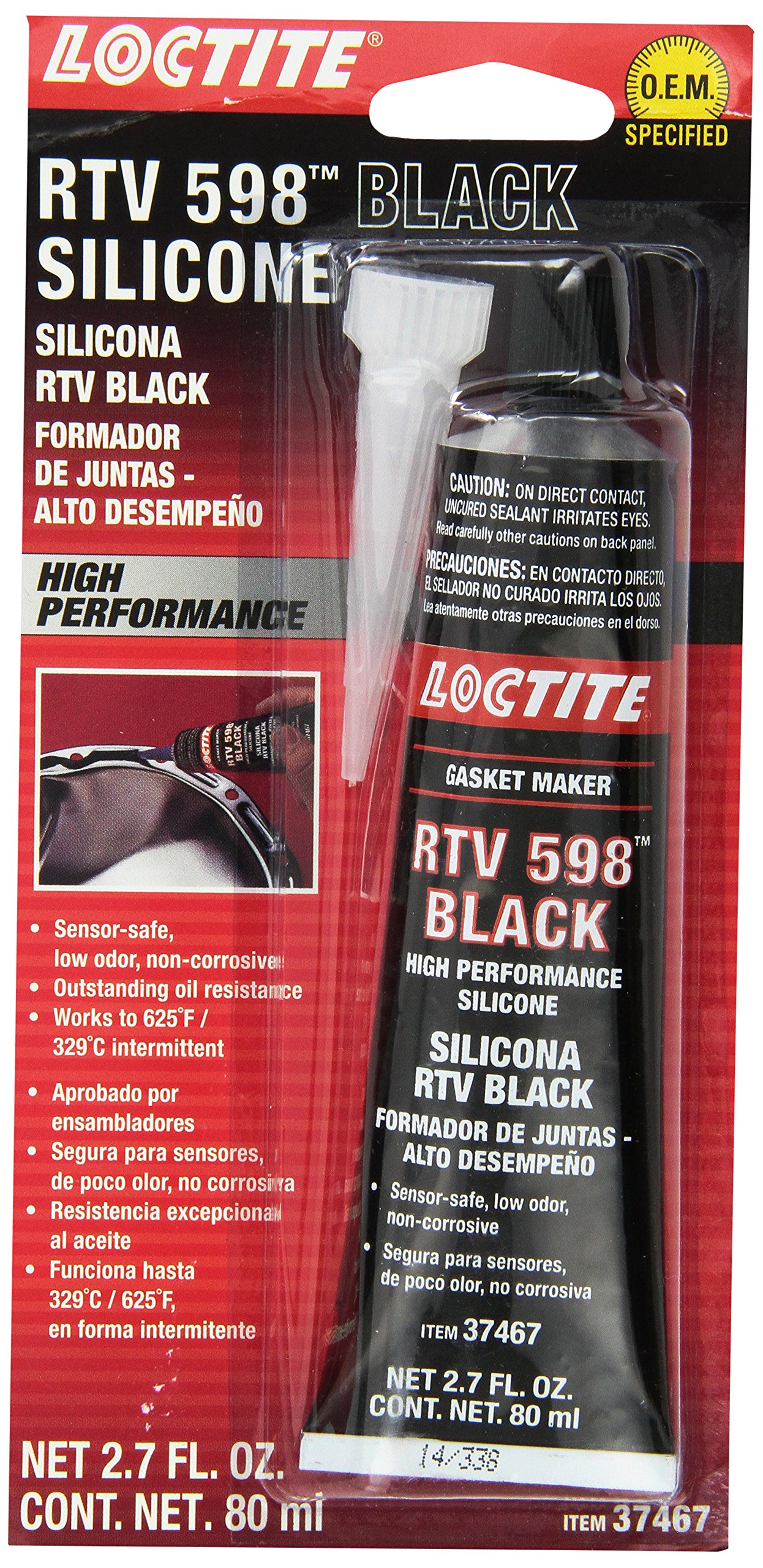 Loctite 37467 Black RTV 598 High Performance Silicone. 80 ml.