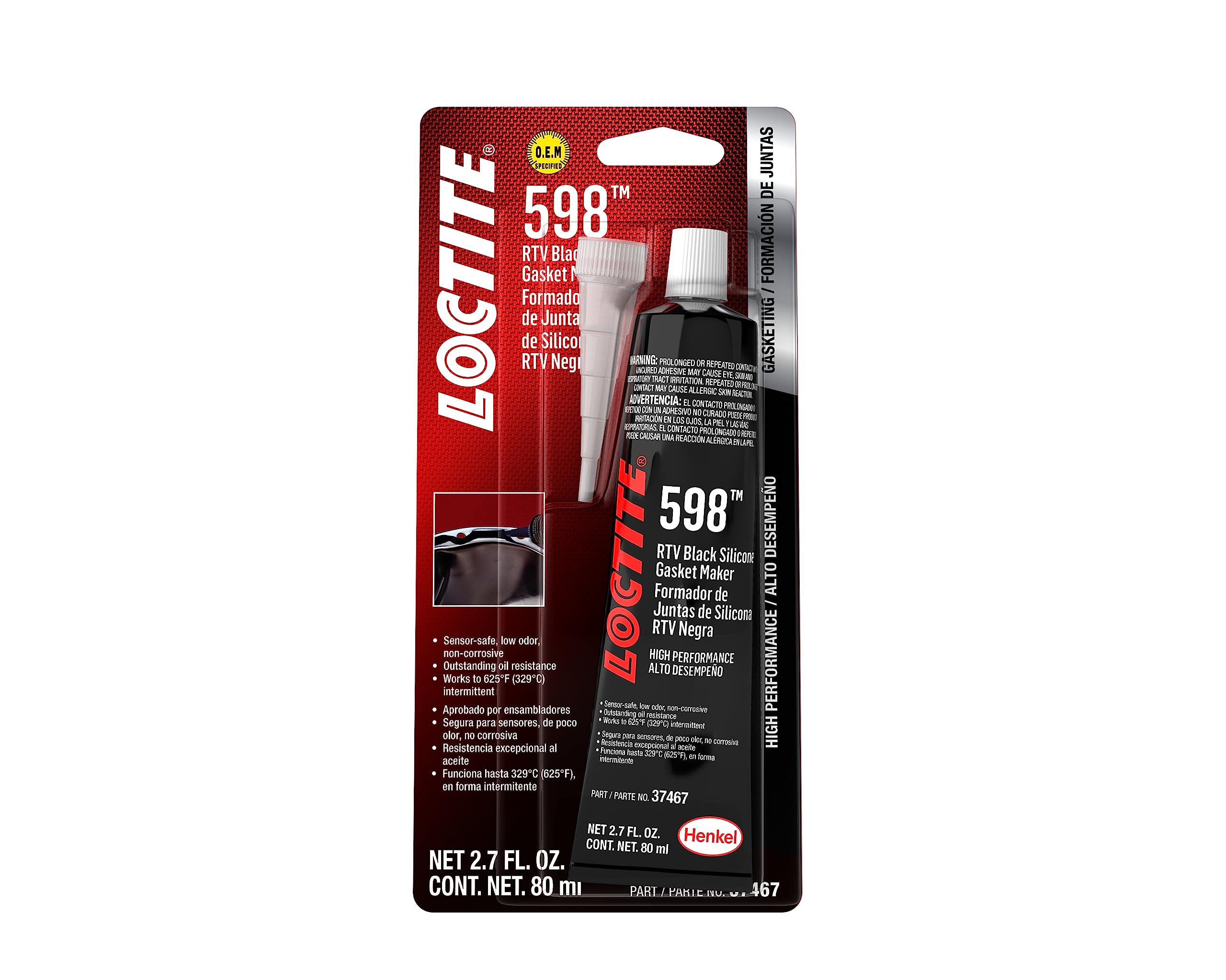 Loctite 37467 Black RTV 598 High Performance Silicone. 80 ml.