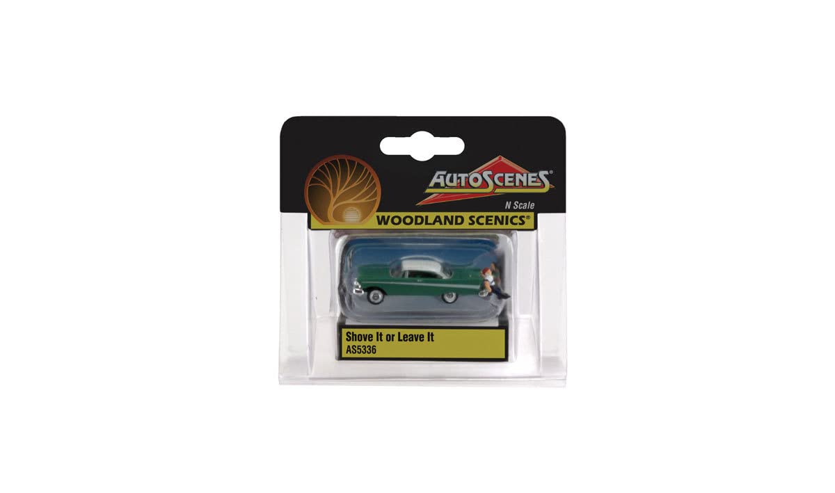 Shove It or Leave It 1950's Late Plymouth Car w/Figures N Scale Woodland