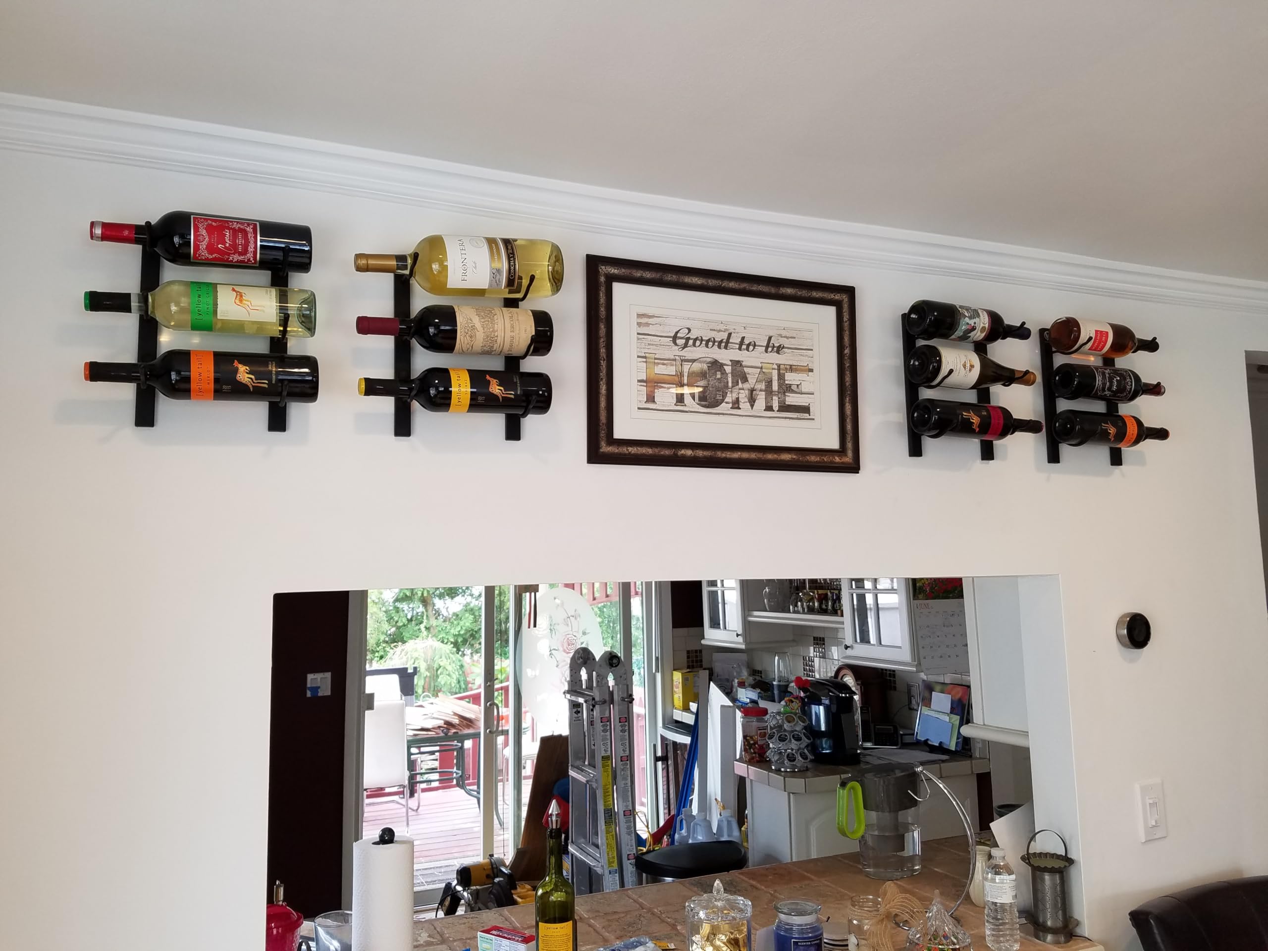 VintageView W Series (1 Ft) - 3 Bottle Metal Wall Mounted Wine Rack (Satin Black) Stylish Modern Wine Storage with Label Forward Design