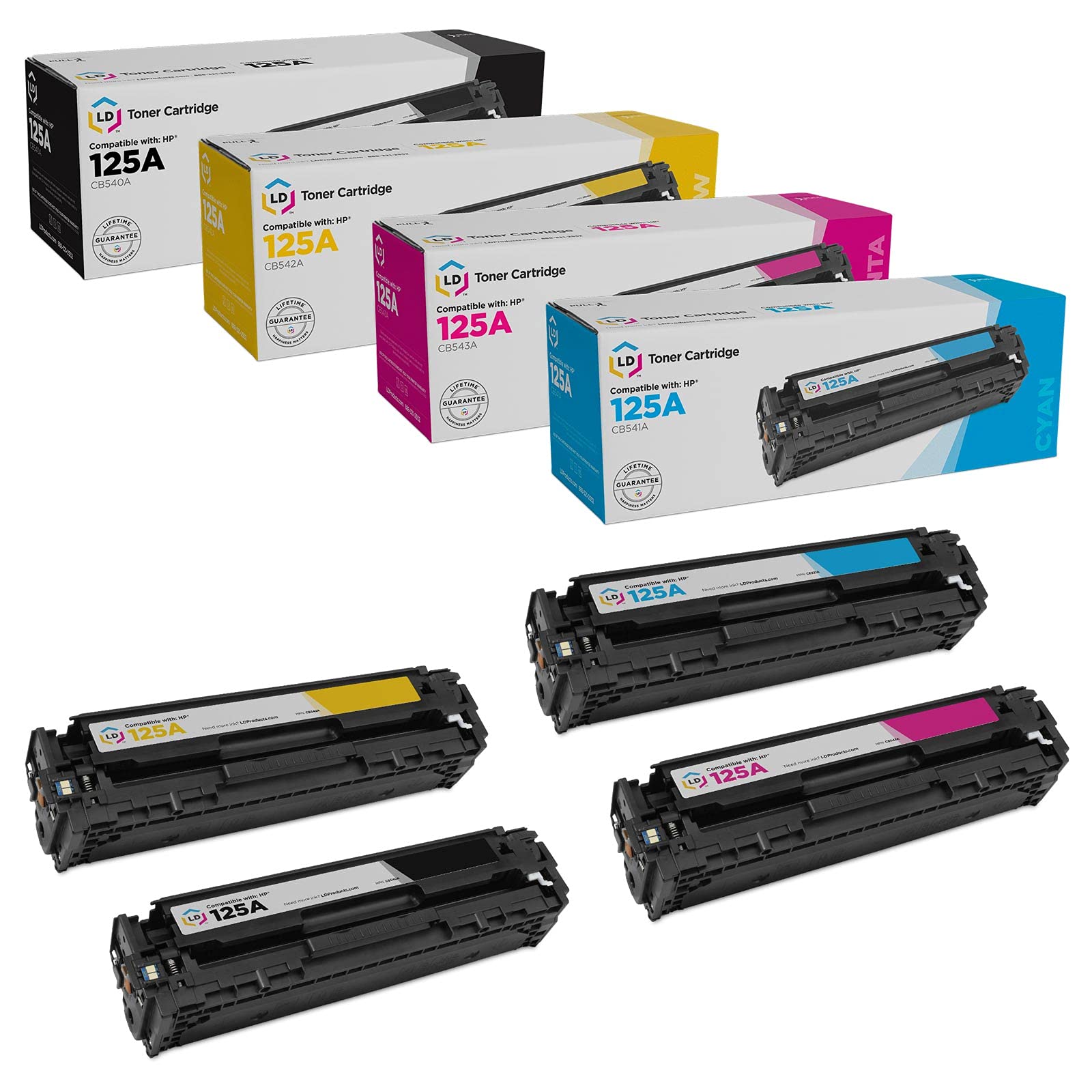LD Products Remanufactured Toner Cartridge Replacement for HP 125A (Black, Cyan, Magenta, Yellow, 4-Pack)