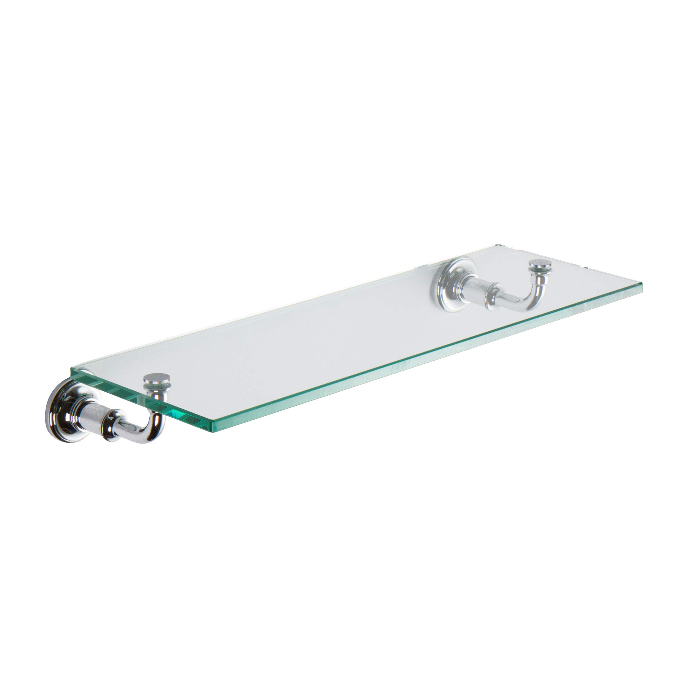 Ginger 4534T-18/PN Columnar 18" Tempered Glass Bathroom Toiletry Shelf, Polished Nickel