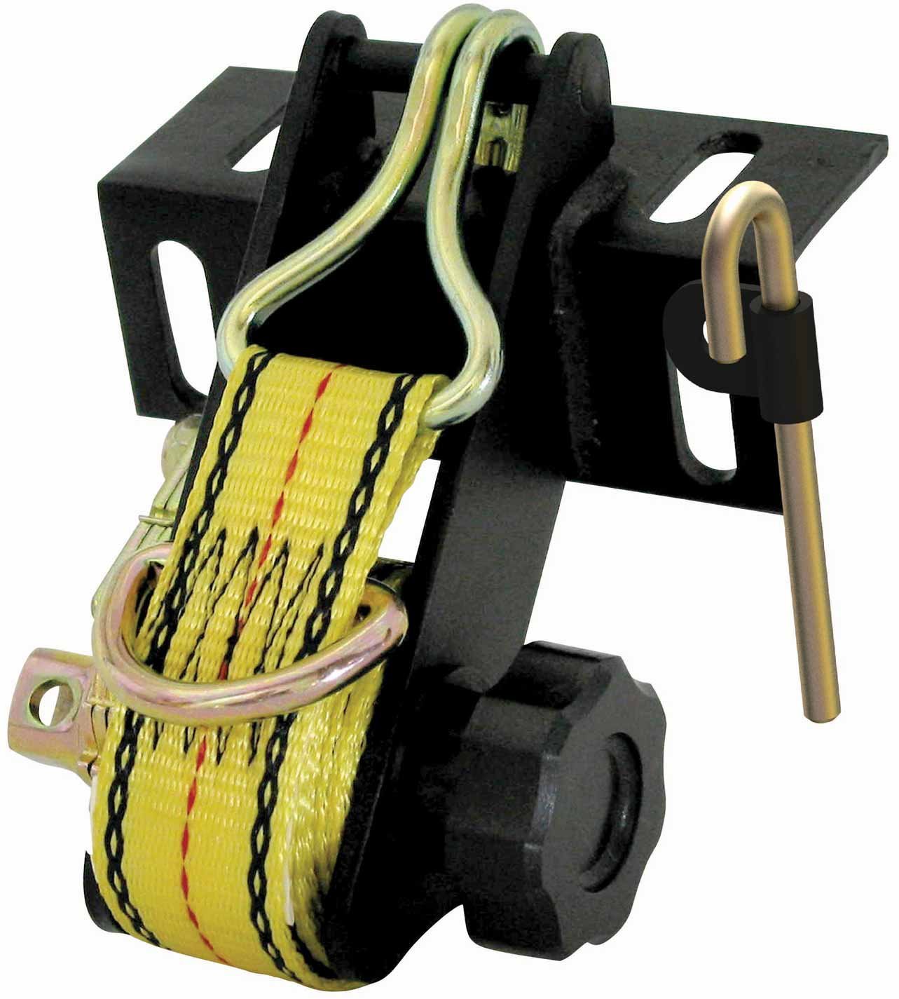 PROGRIP 902500 Truck Rack Tie Down Top Loader Strap with J-Hooks and Adapter: Zinc Plated, 8' x 1 1/2" , Yellow